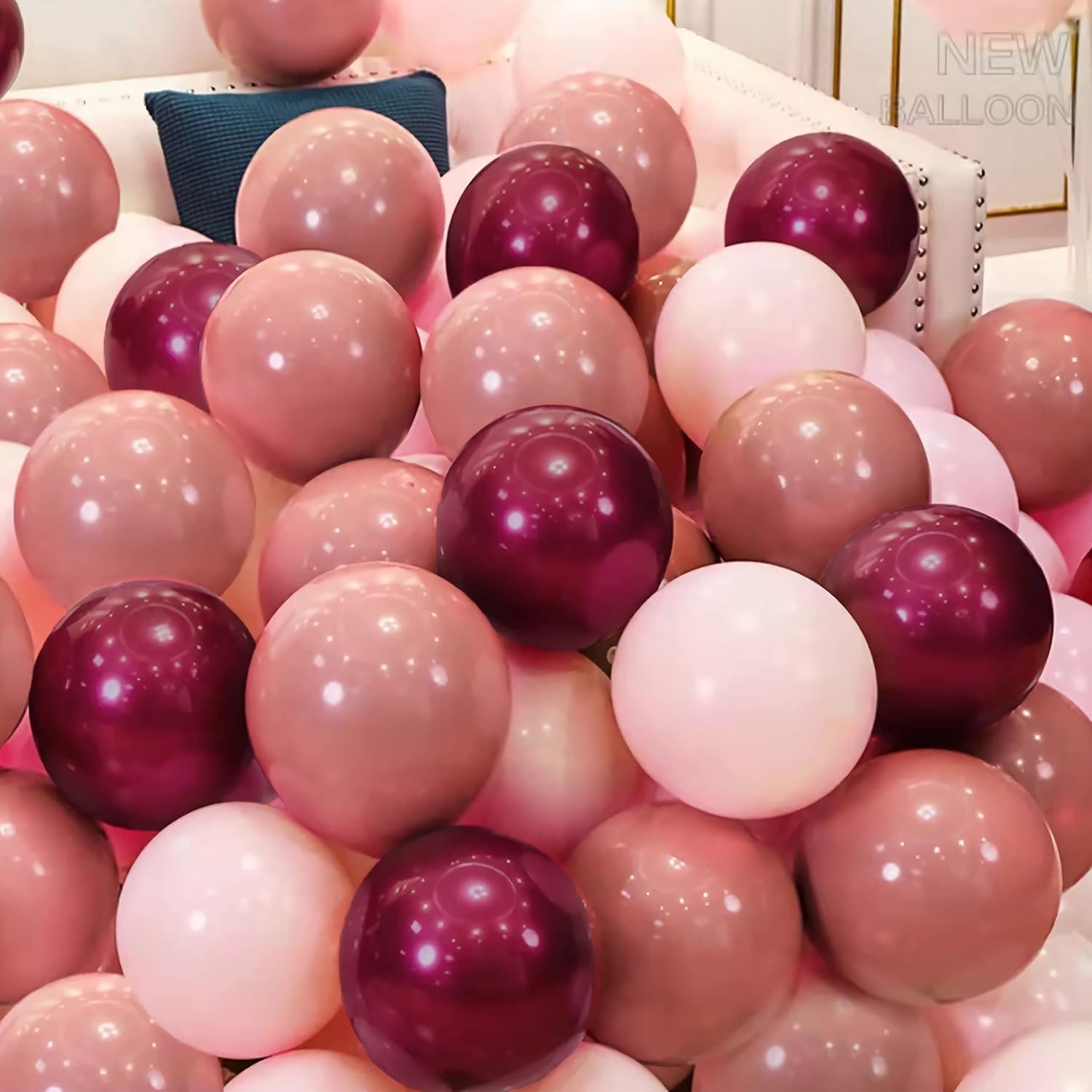 FourFine Globos de 12 pulgadas, paquete de 50 globos de confeti de rosa ...