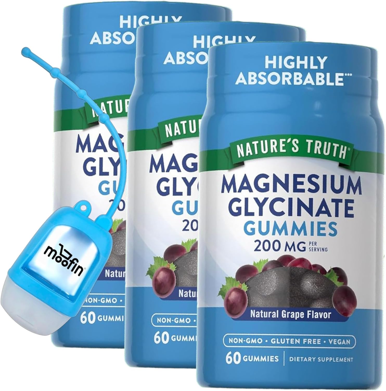 Amazon.com: moofin Magnesium Glycinate 200mg Gummies, 60 Count ...