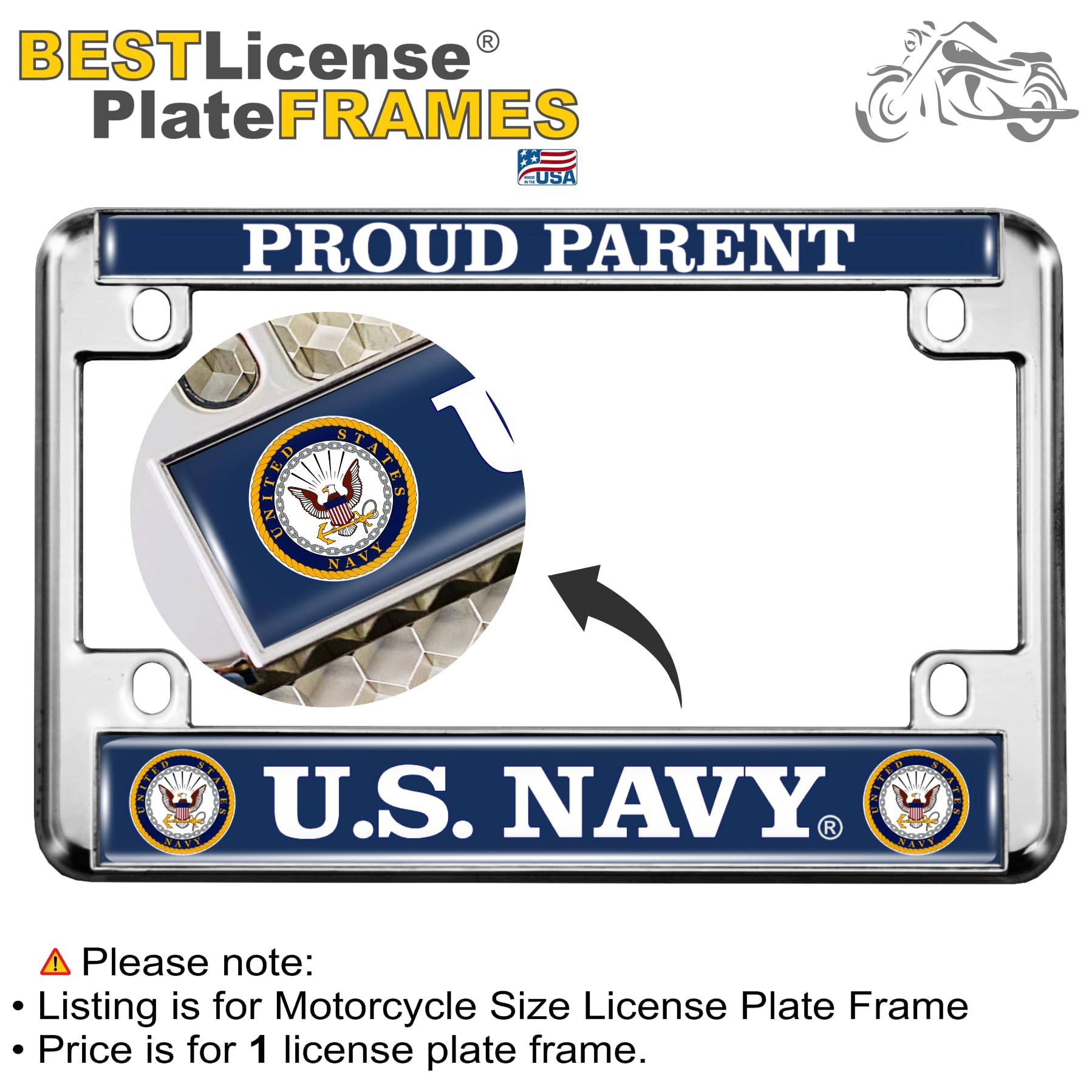 Licensed - U.S. Navy Proud Parent - Motorcycle Metal License Plate ...