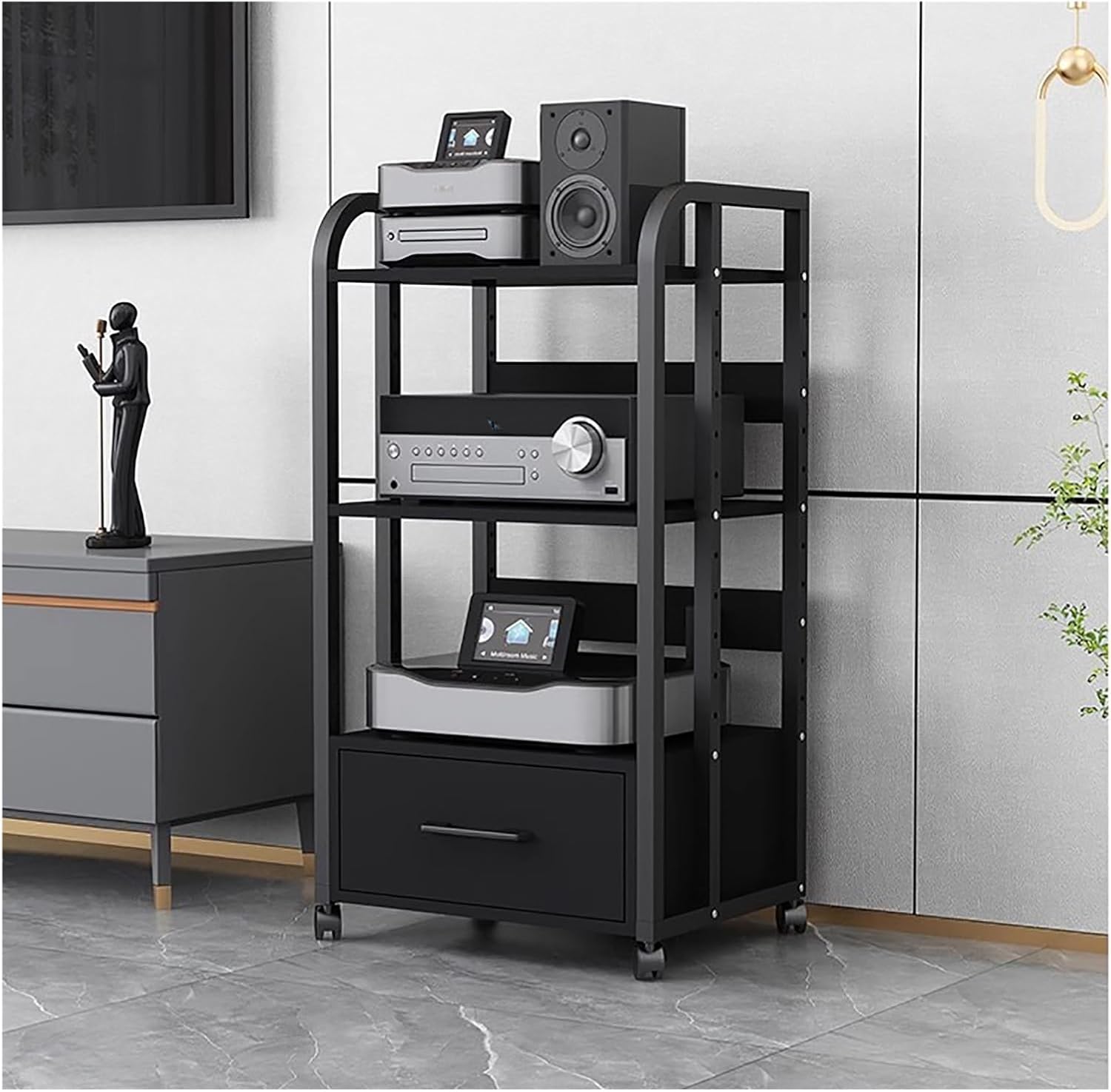 Amazon.com: JYHHCYS Home Stereo Rack System with Height-Adjustable ...