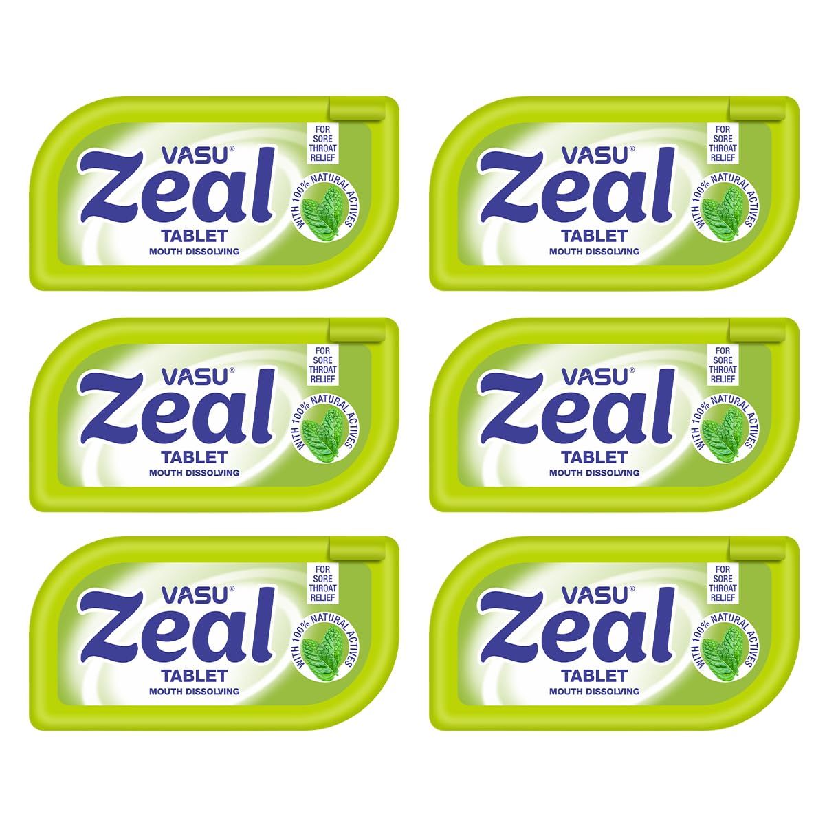 Vasu Zeal Mouth Dissolving Tablets 50N (Pack of 6) | Sore Throat Aid ...