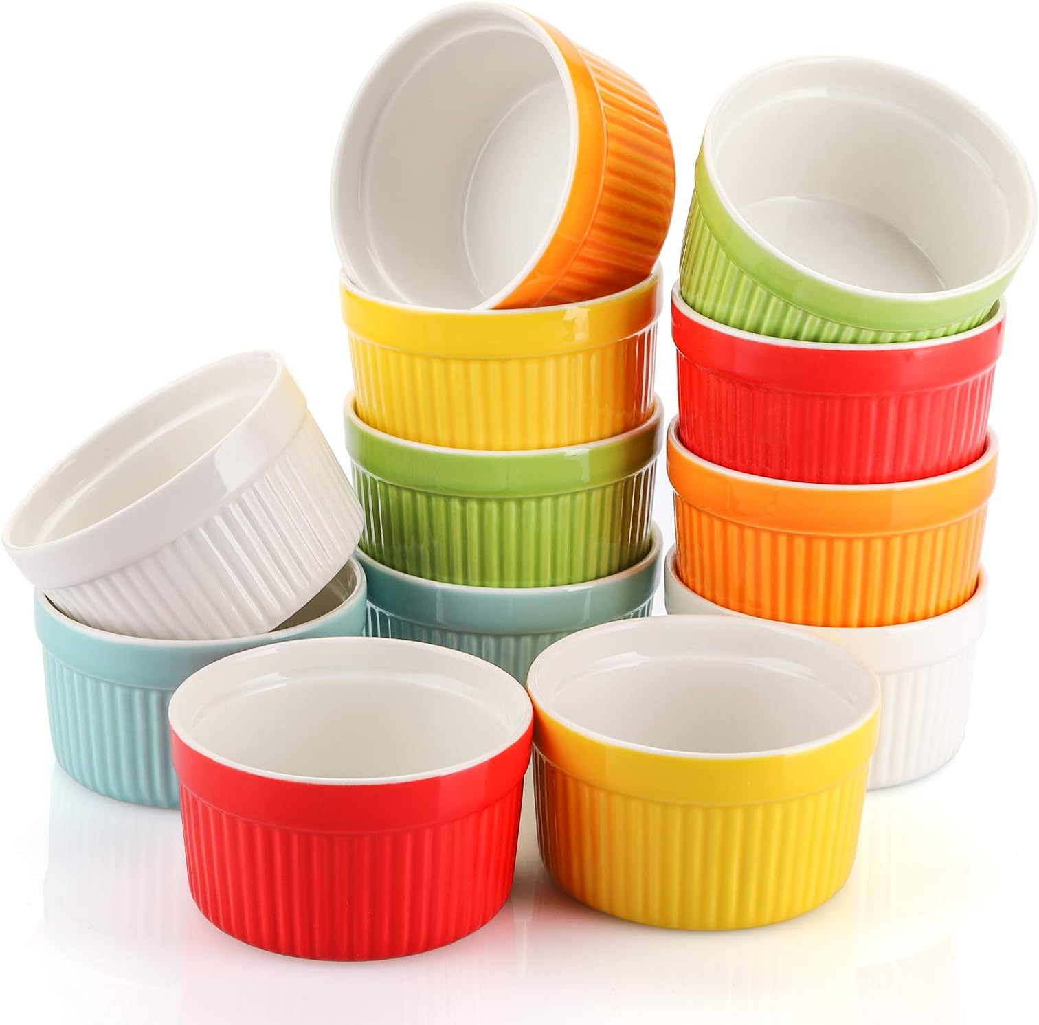 Amazon.com: Foraineam 6-Pack Porcelain Ramekins, 10 Ounce Oval Ceramic ...