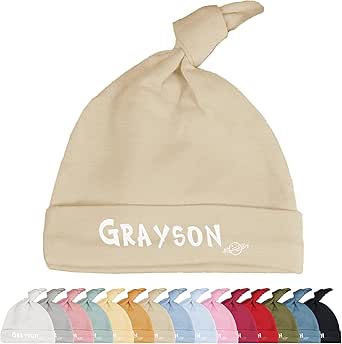 Amazon.com: Sombrero de bebé bordado personalizado en blanco con nudo o ...