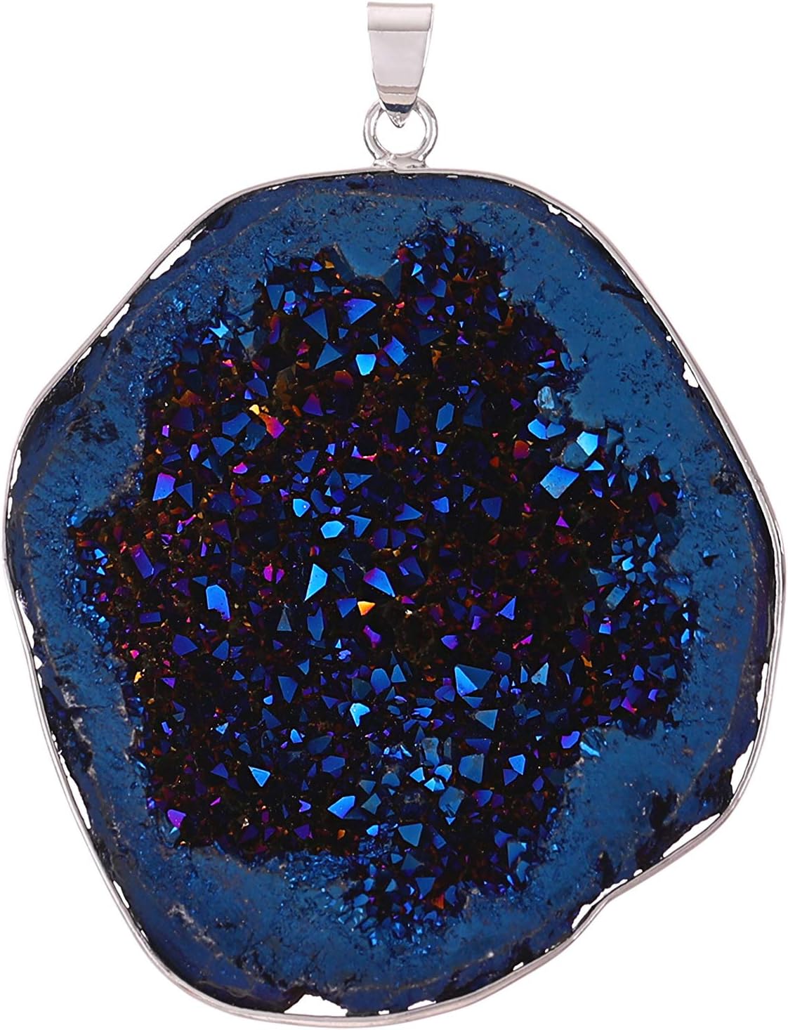 Amazon.com: CXD-GEM Natural Agate Titanium Coated Crystal Geode Druzy ...