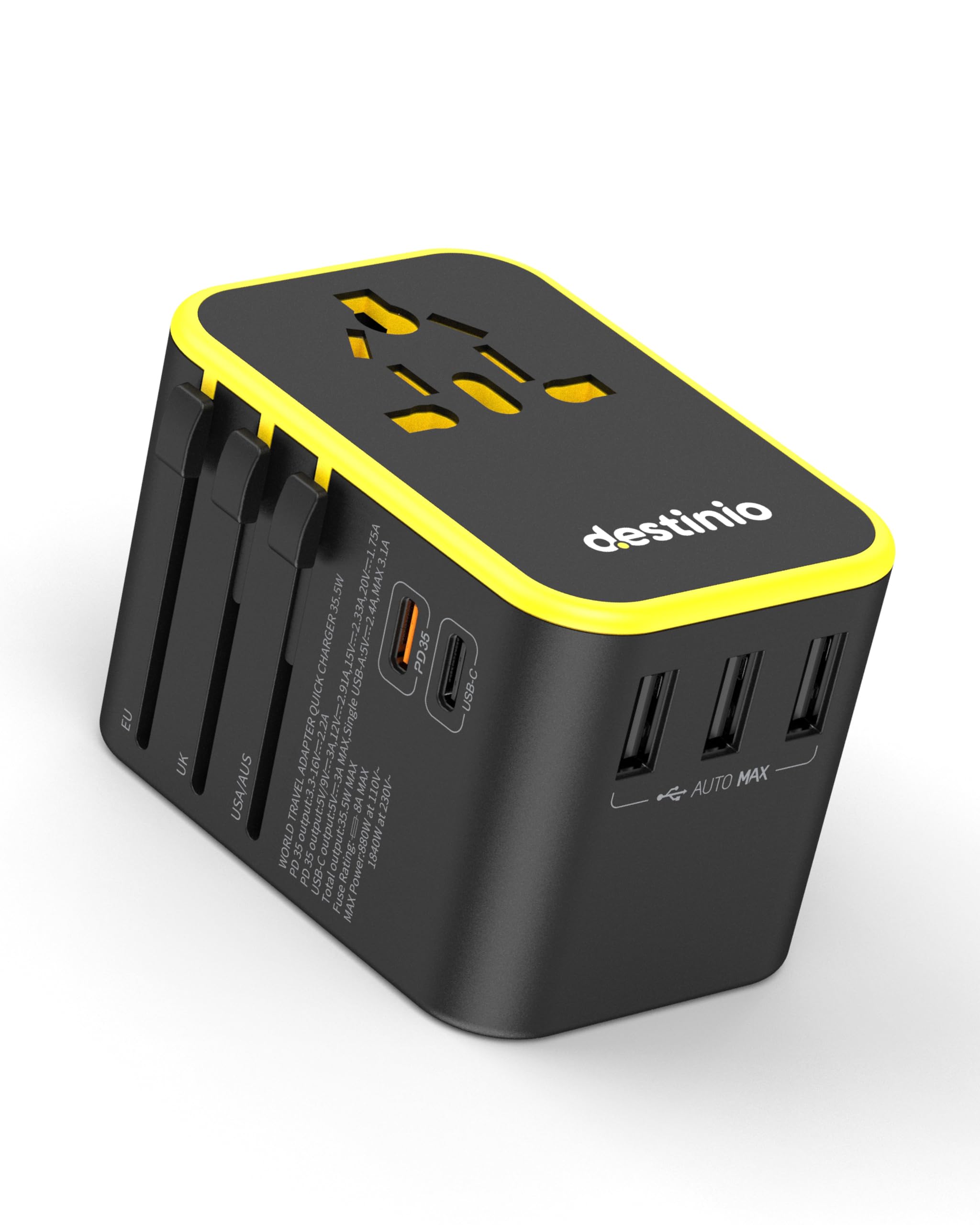 Destinio Universal Charger Adapter - 6-in-1 Fast Charging International ...