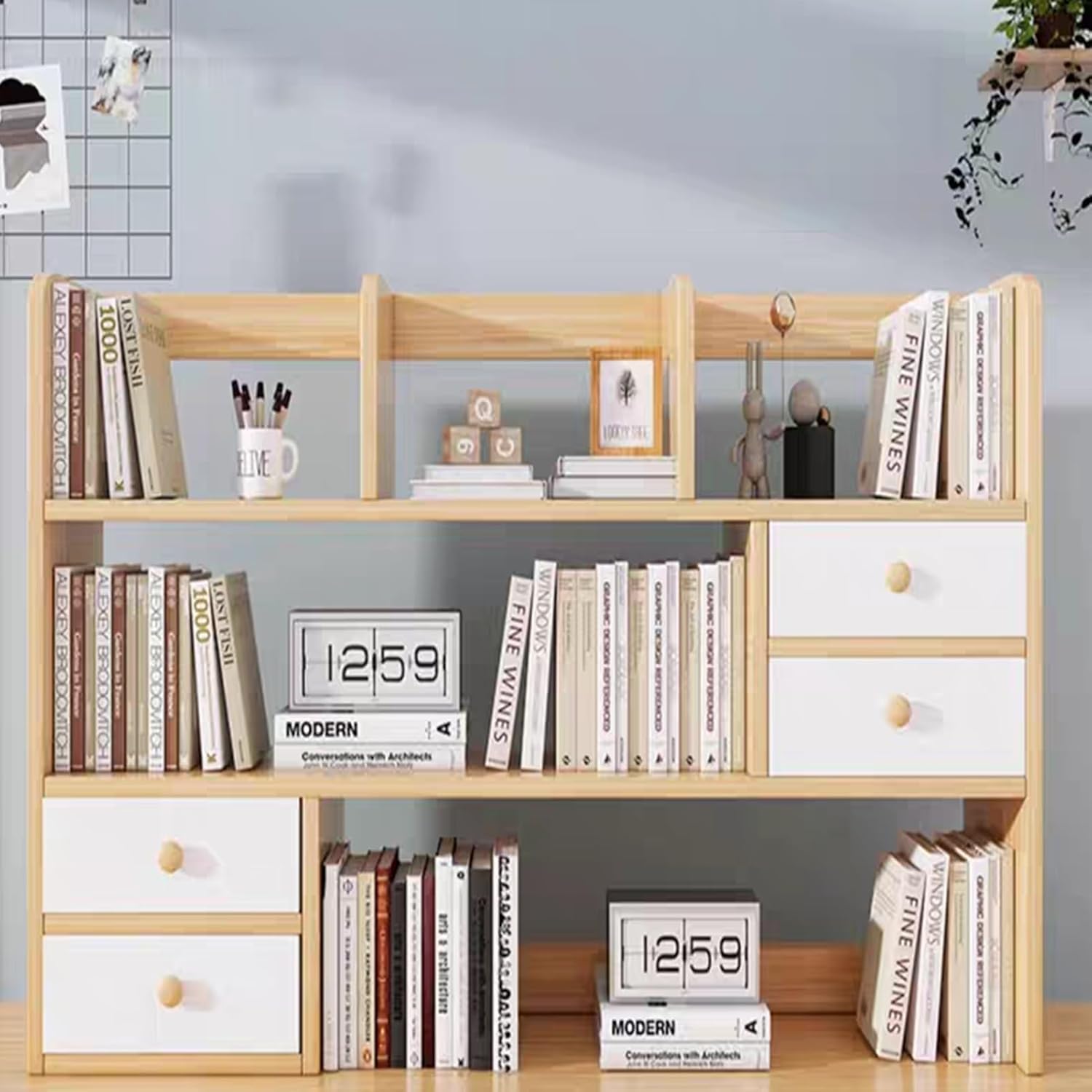 Amazon.com: GUODDM 3-Tier Desktop Bookcase - Desktop Bookshelf Storage ...