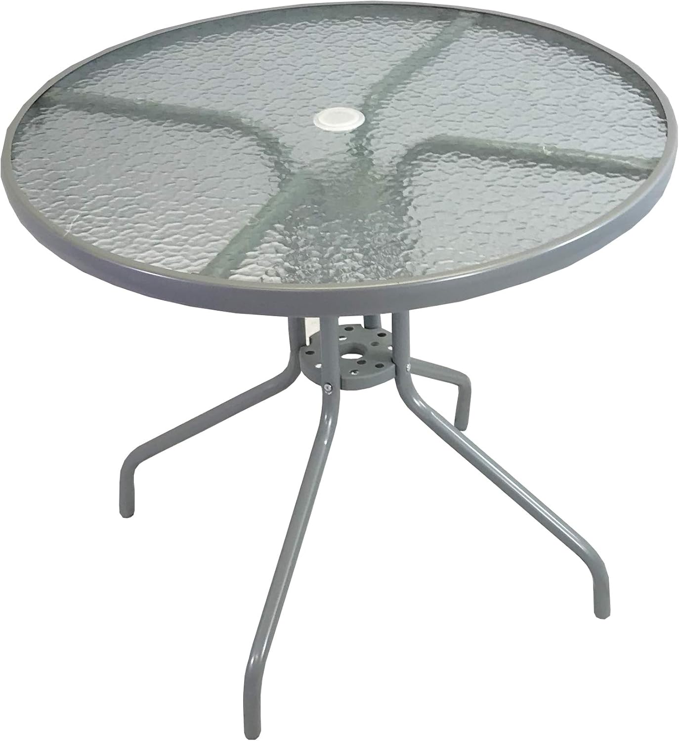 Selections Glass Top Round Garden Table for 6 Piece Patio Furniture ...