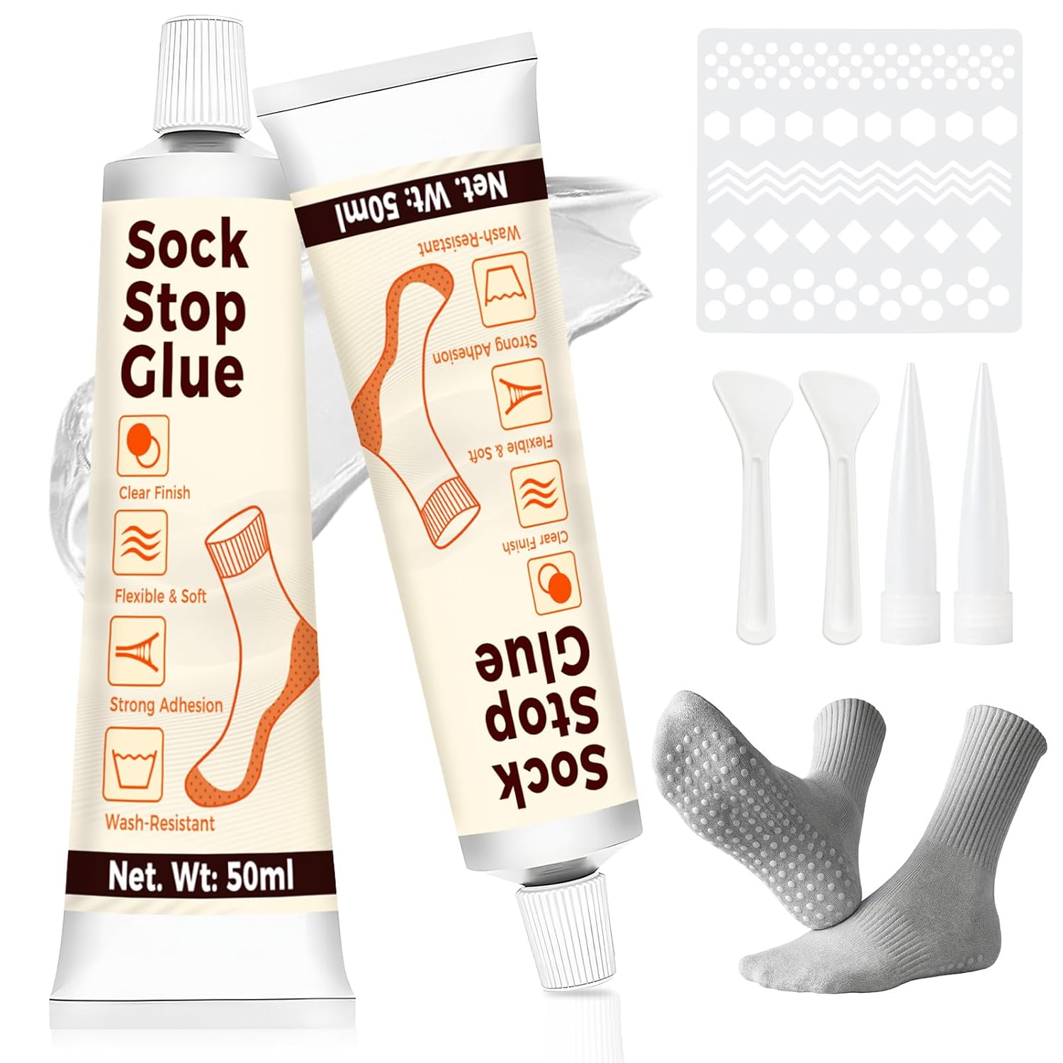 Bellemora Sock Stop, 2 Pack Clear Waterproof Sock Glue, Washable Sock ...