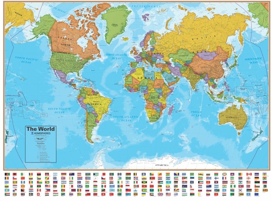 Gran Mapa Mundial Bilingüe Francés-Inglés con Chile | Ubuy