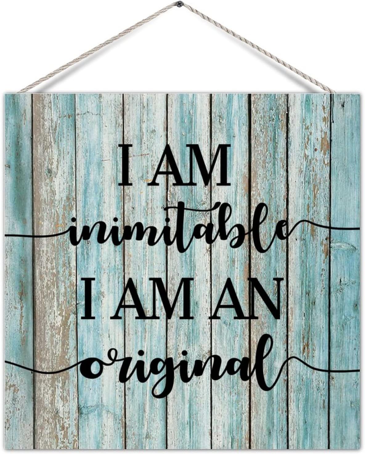 Amazon.com: Rustic Farmhouse Wood Sign Plaque I Am Inimitable I Am An ...