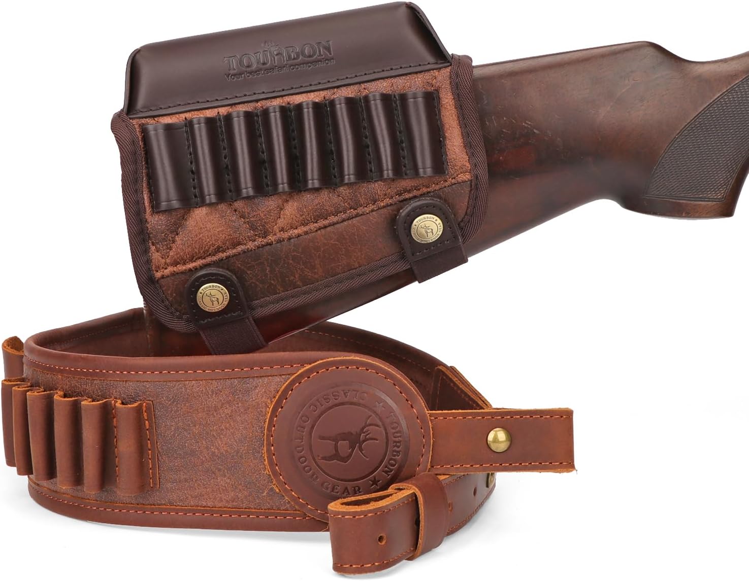 Amazon.com : TOURBON PU Leather Rifle Sling 223 243 270 30 06 308 Ammo ...