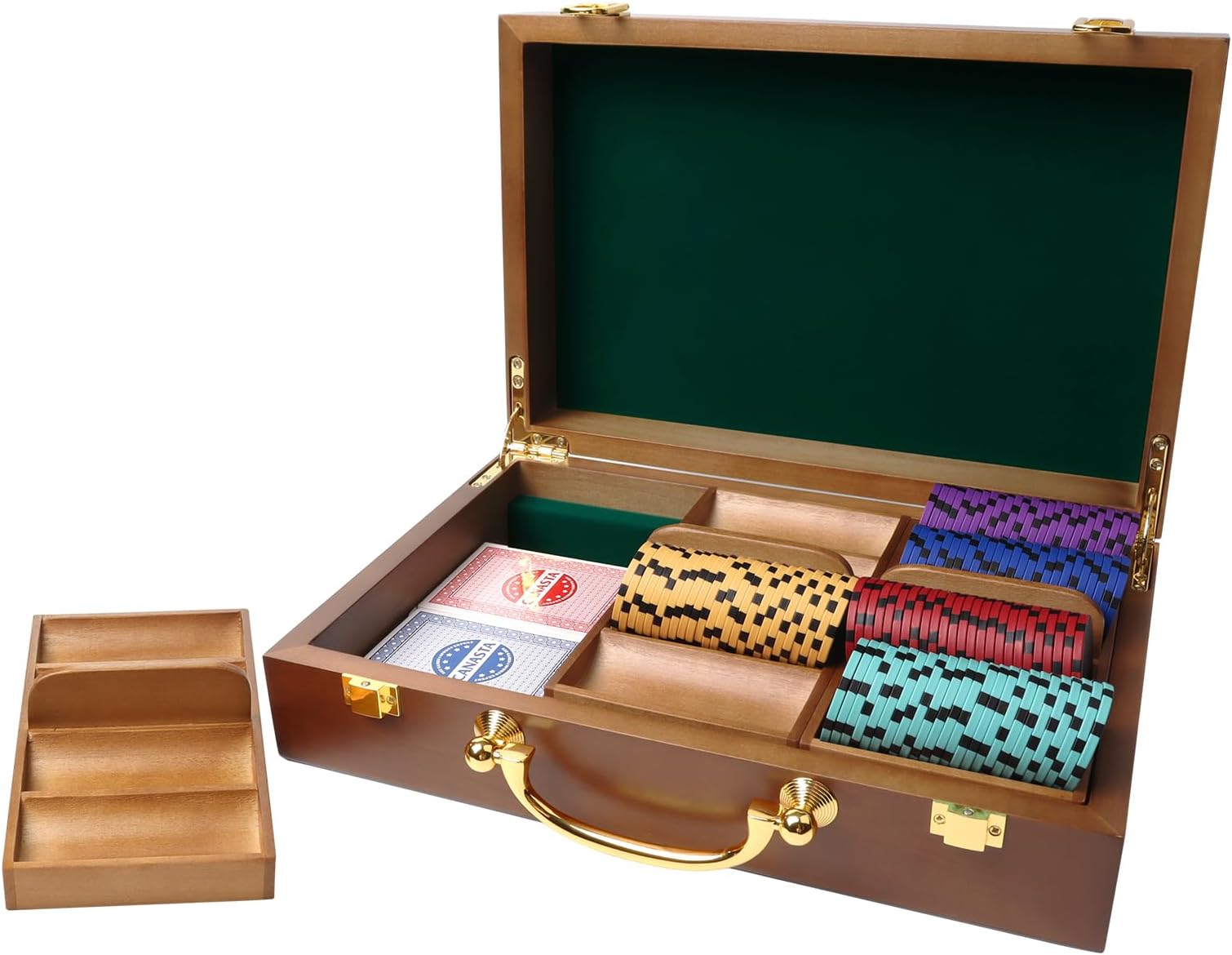 Amazon.com: Poker Quality Walnut Wooden 500 Chip Case : Toys & Games