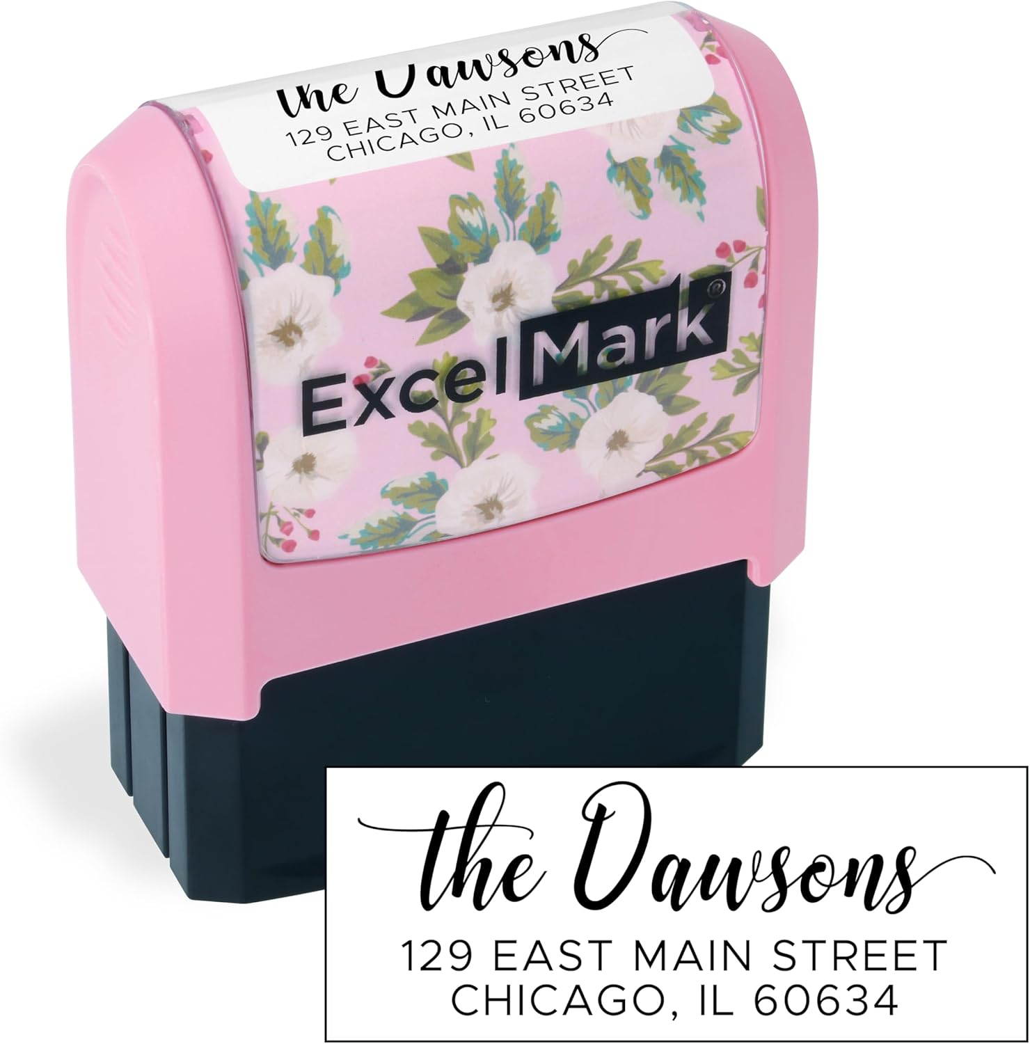 Amazon.com : ExcelMark Personalized Pink Return Address Stamp – Customize with Your Address and ...