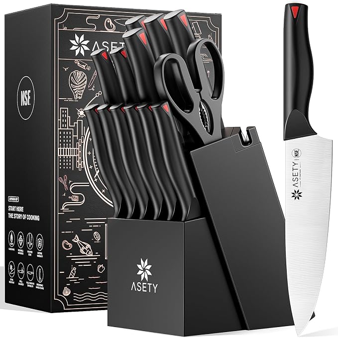 Amazon.com: ASETY Knife Set, 15 PCS Kitchen knife Set with Bulti-in ...