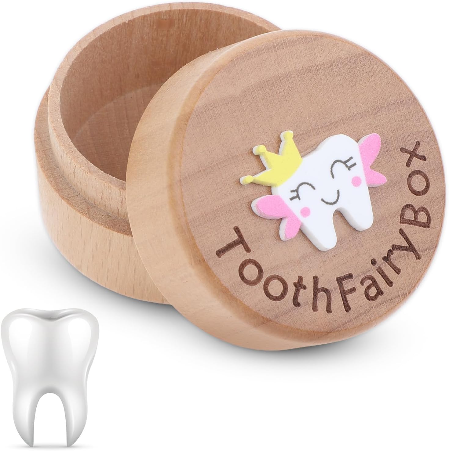 Amazon.com: Aeaocvo Tooth Keepsake Box Lost Teeth Holder Wooden Tooth ...