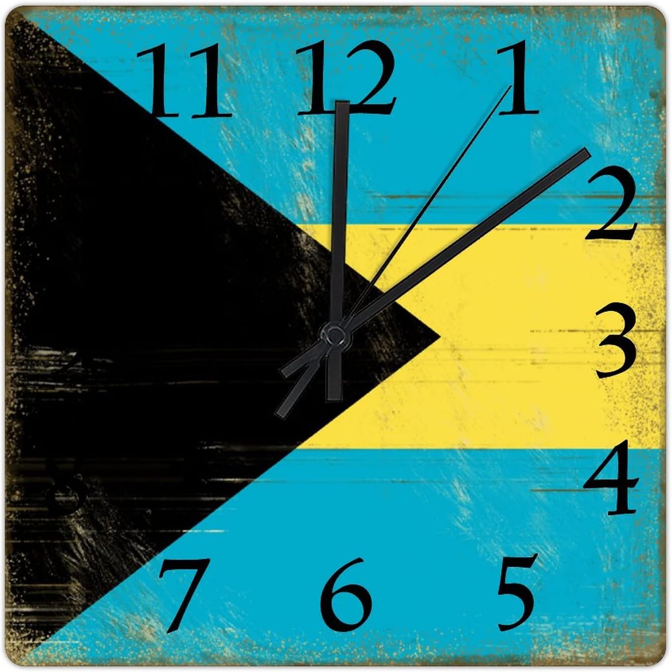 HaHciioo Bahamas Flag Rustic Modern Wall Clocks Battery Operated ...