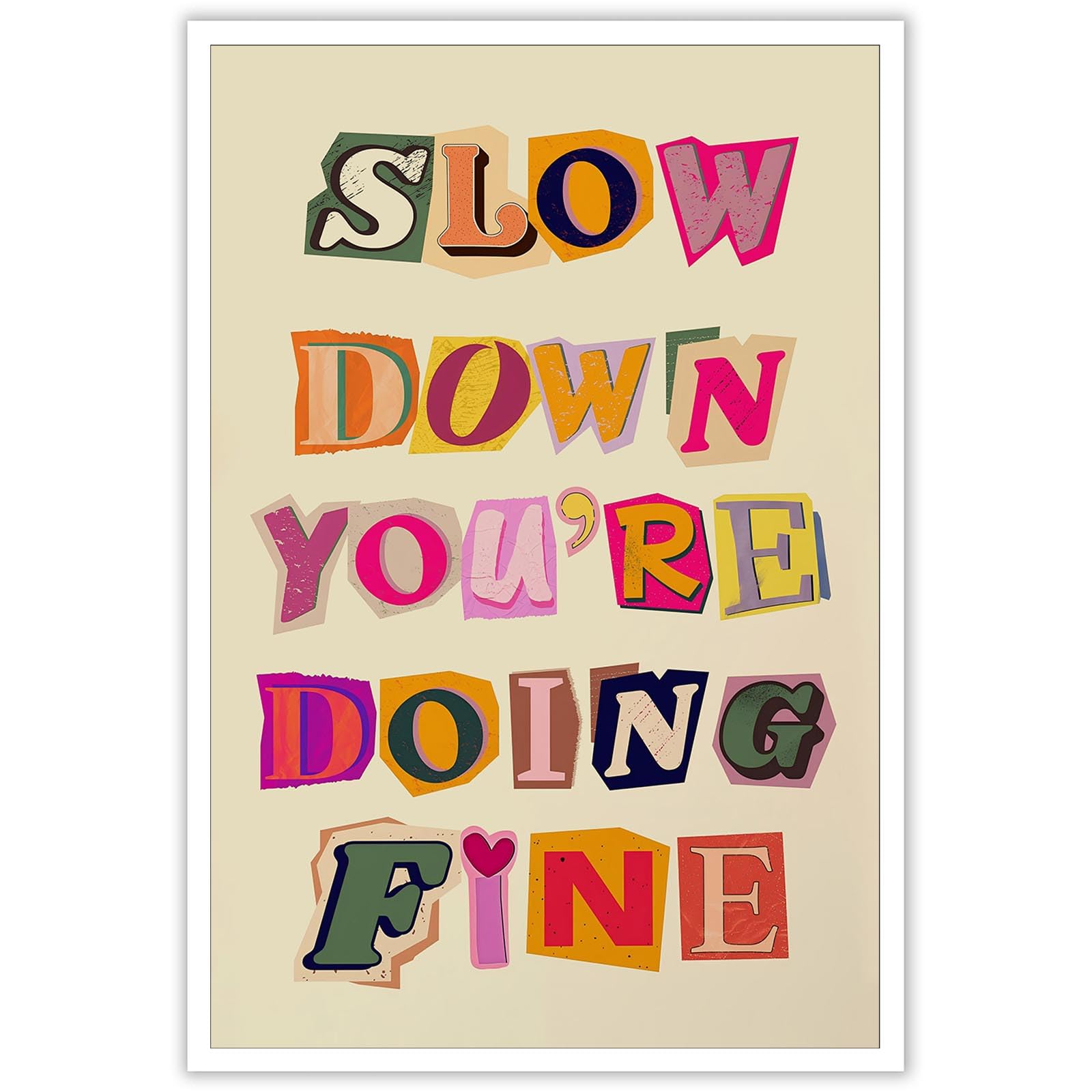Amazon.com: Daily Reminder Positive Canvas Posters Slow Down You're Doing Fine Wall Art ...