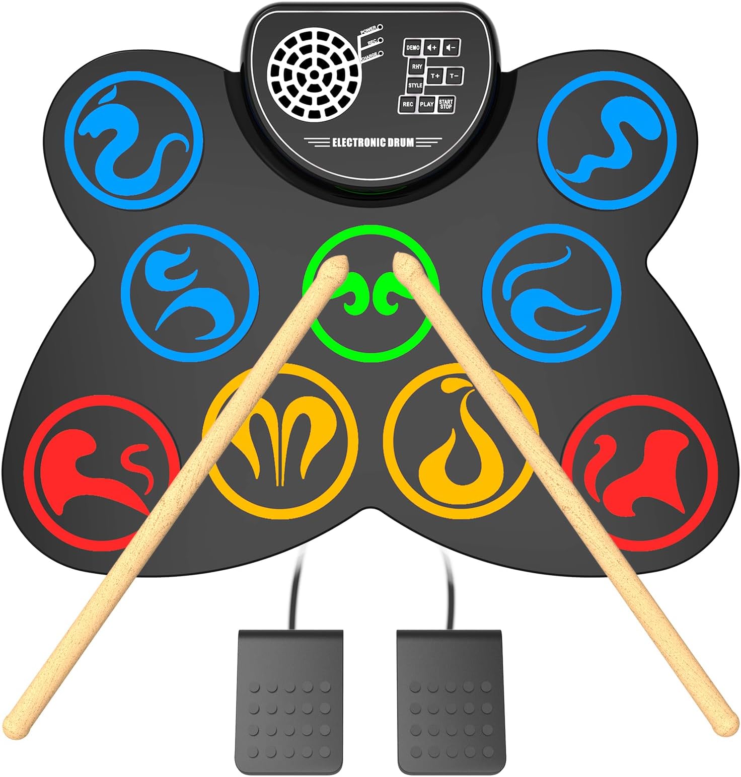 Electric Drum Kit - CNAPXAIA Portable Kids Drum Set with Build-in ...
