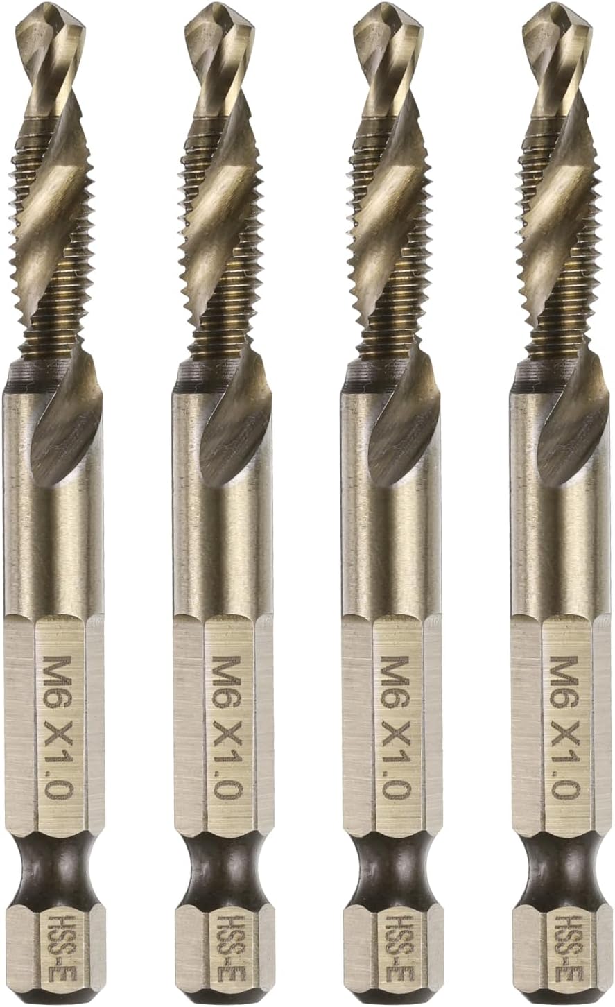 sourcing map 4pcs Combination Drill and Tap Bits Metric M6 x 1 Thread 1 ...