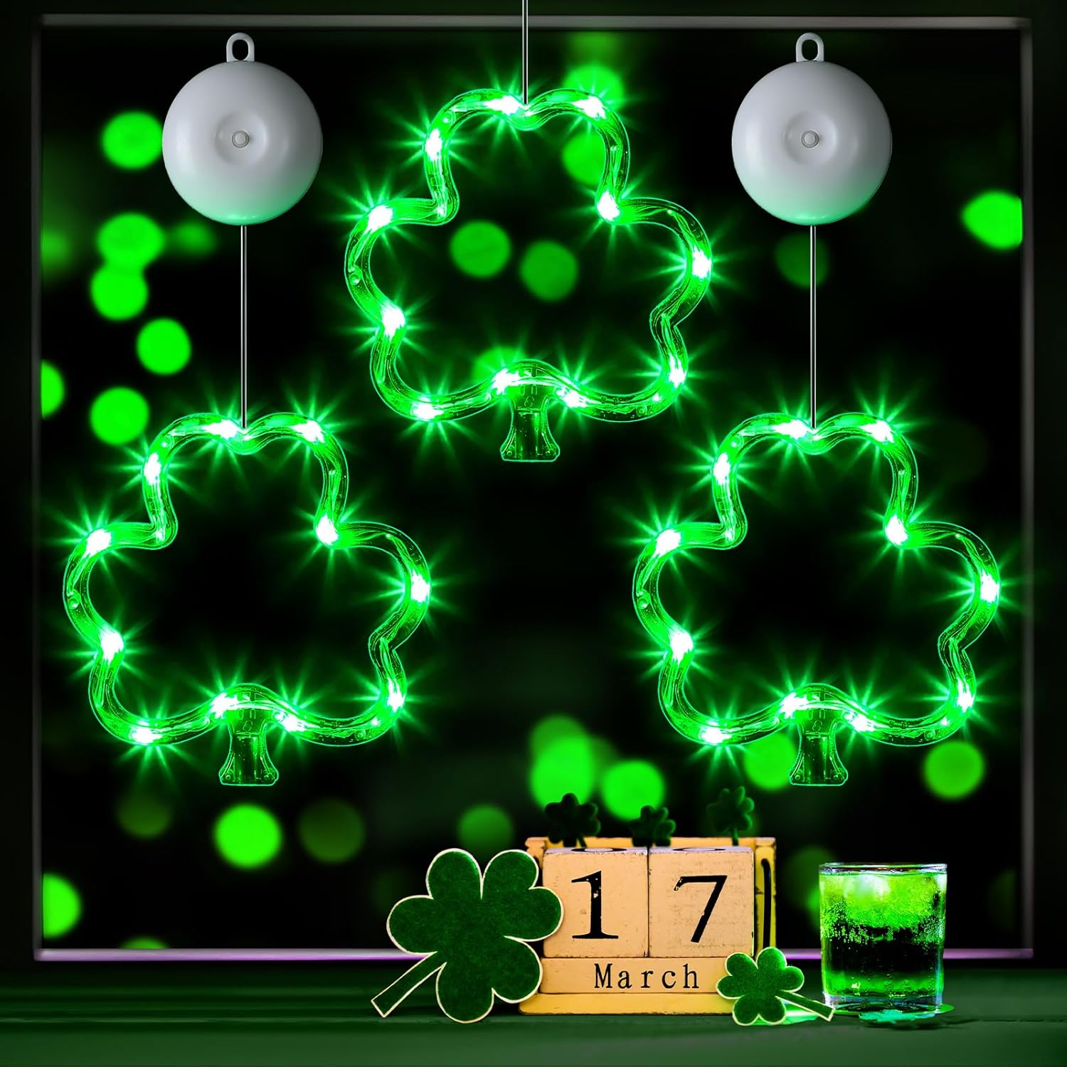 Amazon.com : Meonum 3 Pcs St Patricks Day Decoration Window Lights, 11 ...