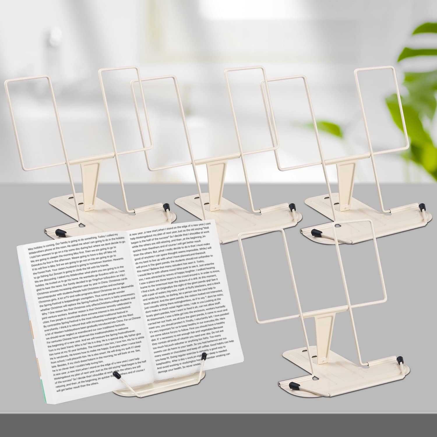 Amazon.com : MSDADA 5pc Metal Book Stand for Desk, Adjustable Reading ...
