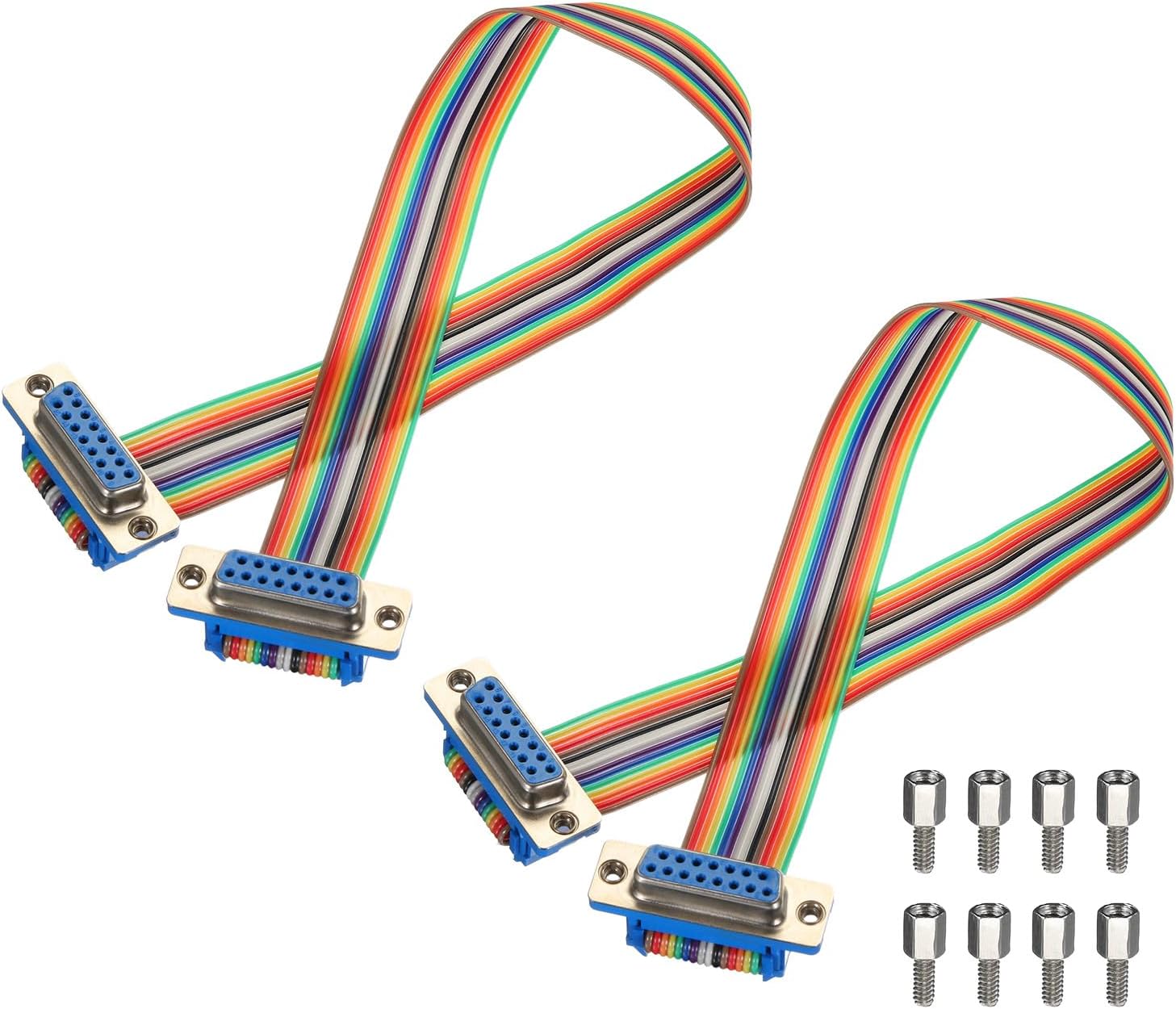 Amazon.com: MECCANIXITY 2 Pcs IDC Rainbow Wire Flat Ribbon Cable DB15 ...