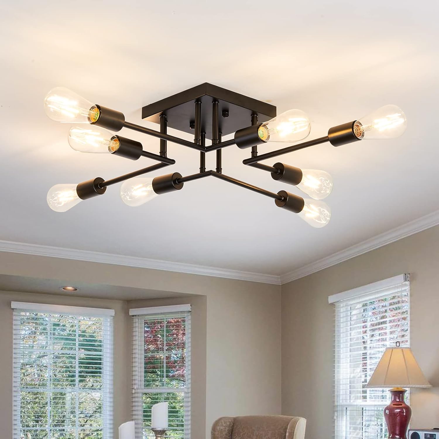 ASGYISA 8-Lights Semi Flush Mount Ceiling Light Fixture Modern Metal ...