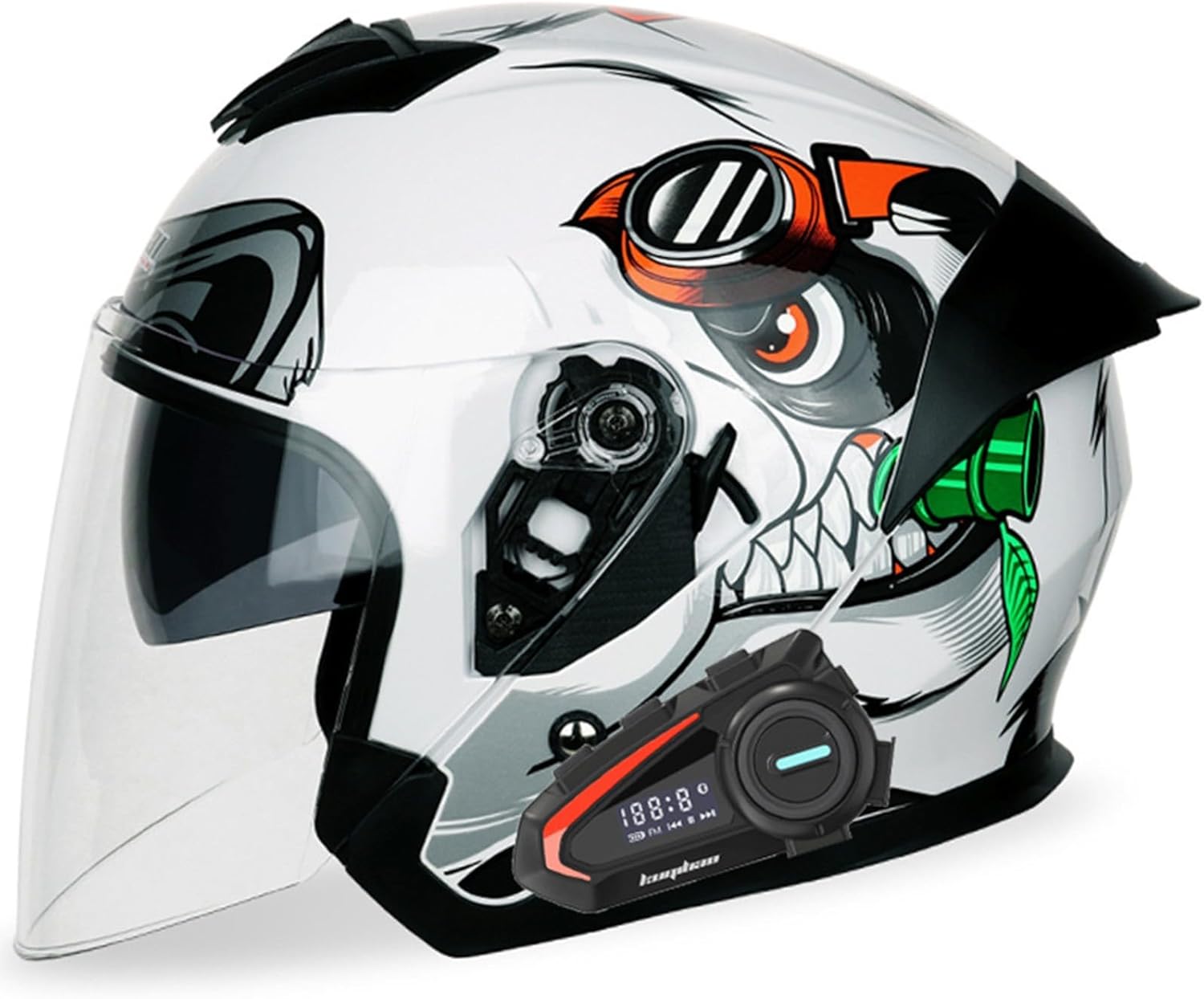 Amazon.com: Integrated Bluetooth Motorcycle Helmet,Half Open Face ...