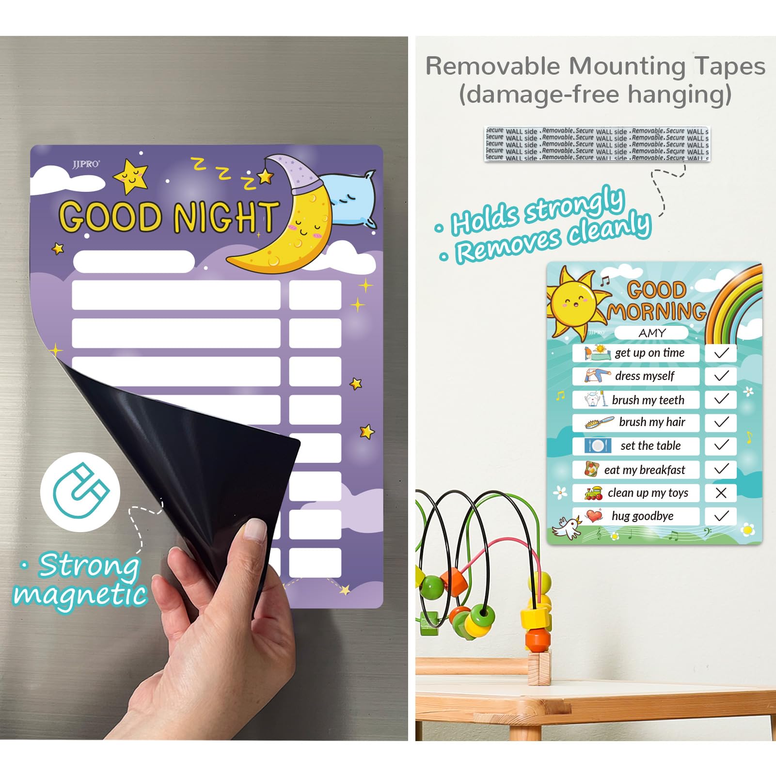 Snapklik.com : Magnetic Bedtime/Morning Routine Chart For Kids -Toddler ...