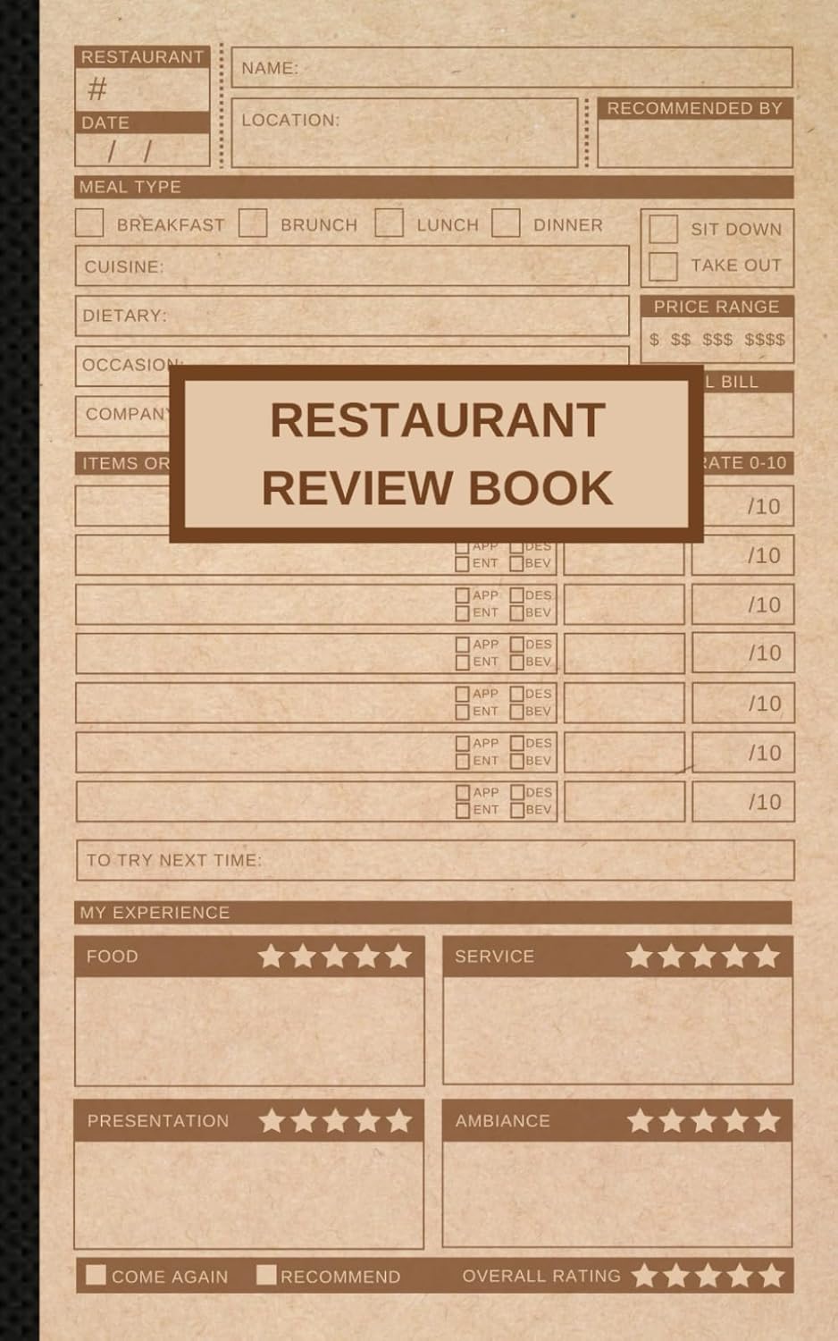 Restaurant Review Book: Avo: Amazon.com: Books