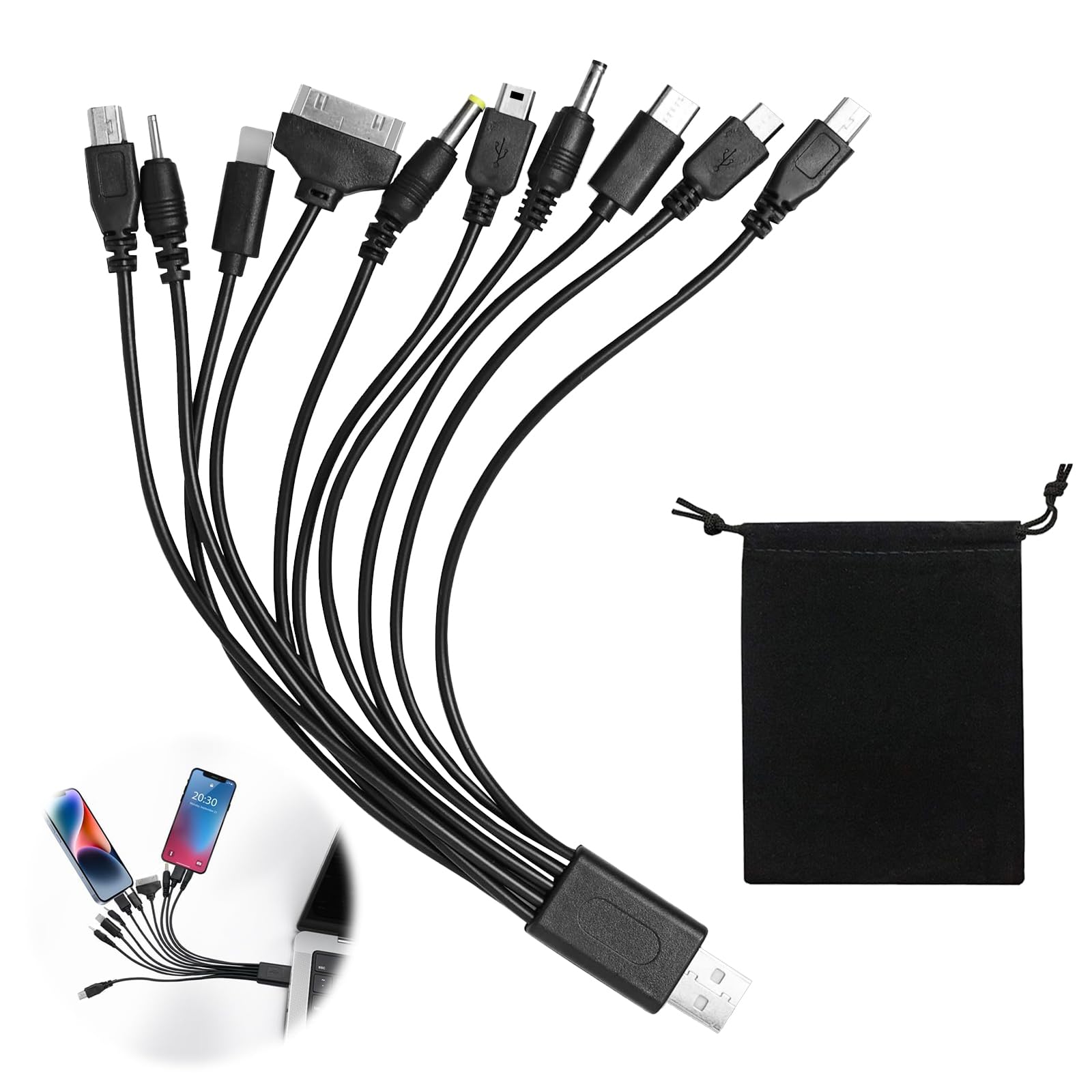 REBUCINA Multi Charger Cable 10 in 1 Universal USB Phone Charging ...