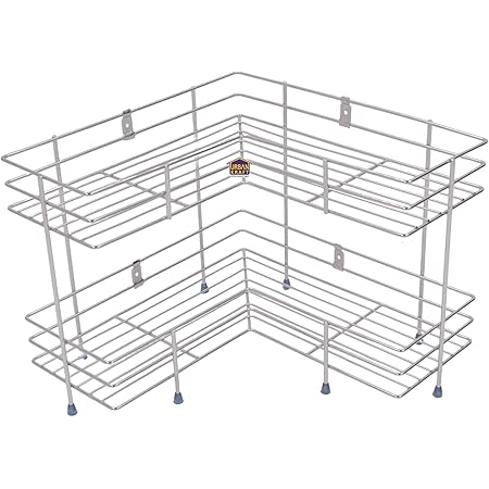 URBAN KRAFT Stainless Steel 2 Tier L-Shape Kitchen Corner Rack - Double ...