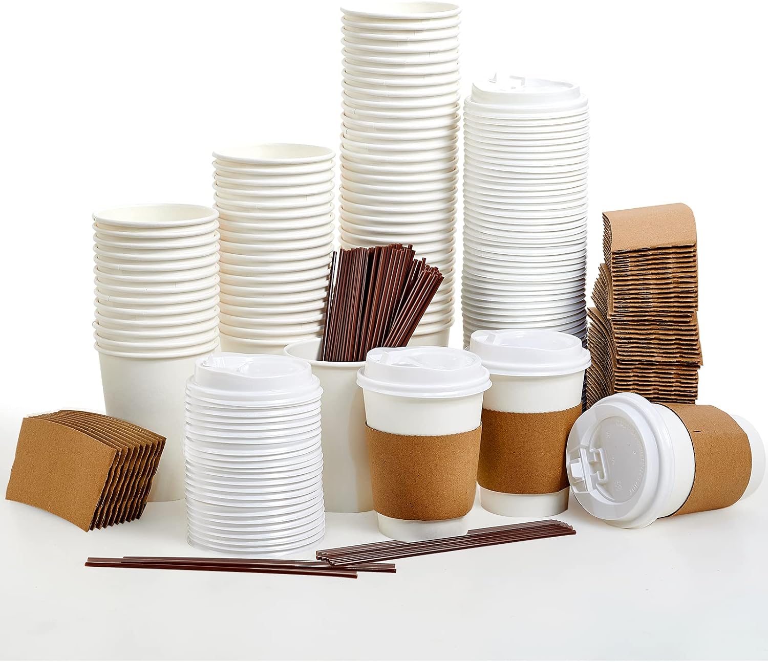 Amazon.com: [100 Pack] 12 oz Paper Coffee Cups, Disposable Paper Coffee ...