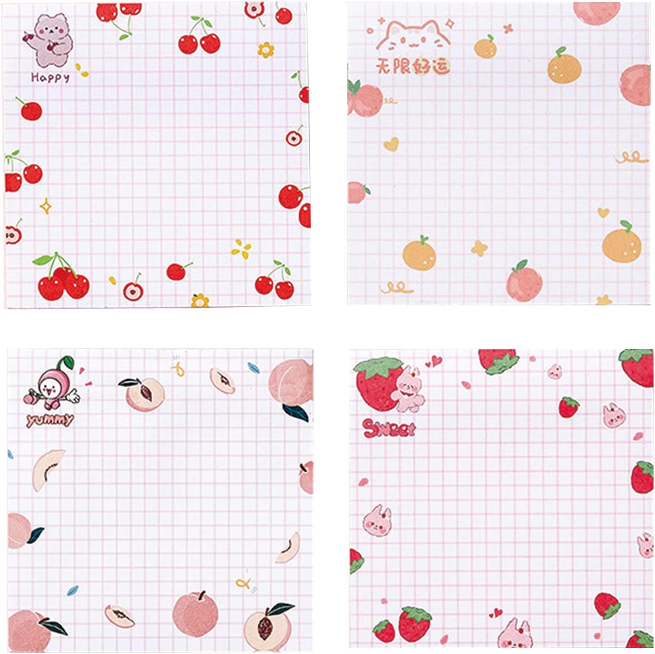 Amazon.com : 4 Pack Cute Sticky Notes Kawaii Sticky Notes Memo Pads 3 ...