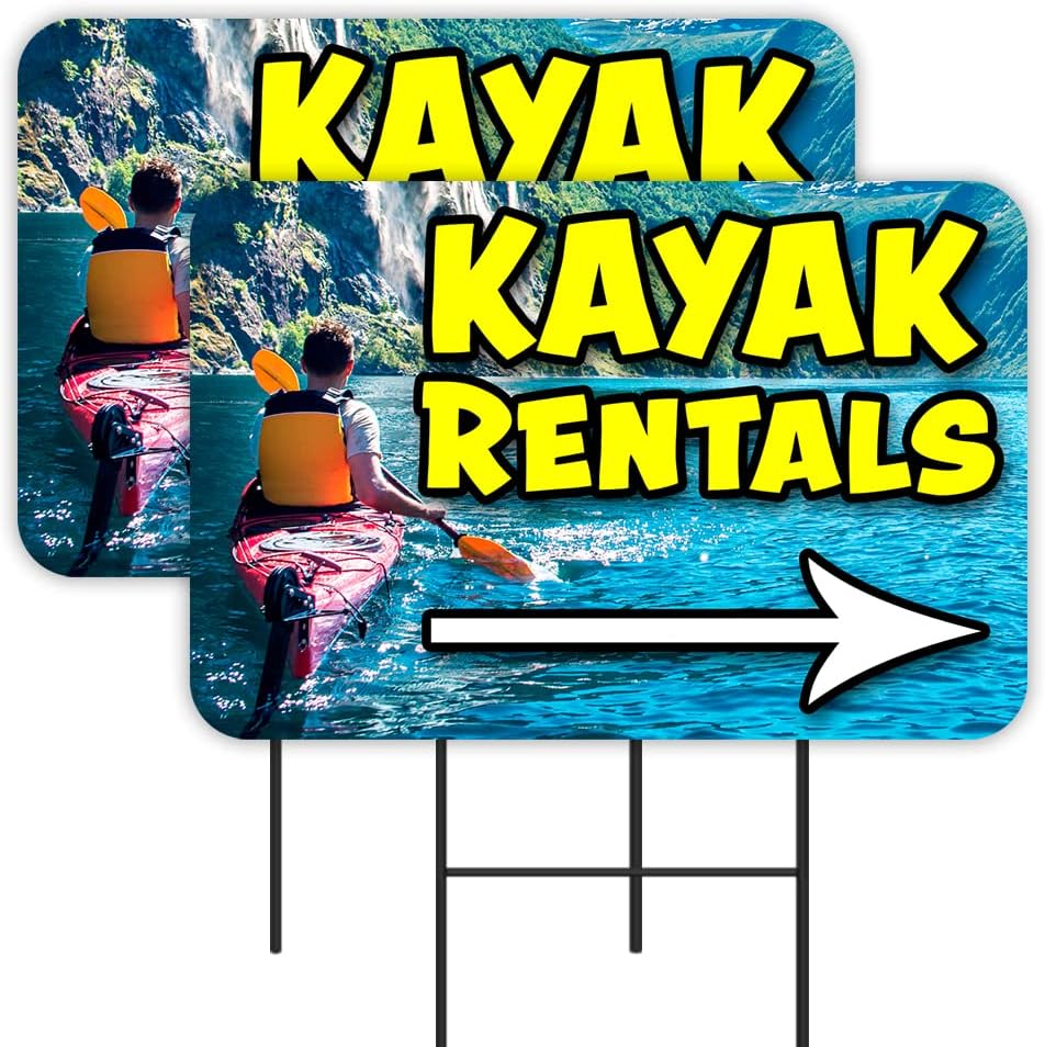 Amazon.com : 2 Pack KAYAK RENTALS Yard Signs 16" x 24" - Double-Sided ...