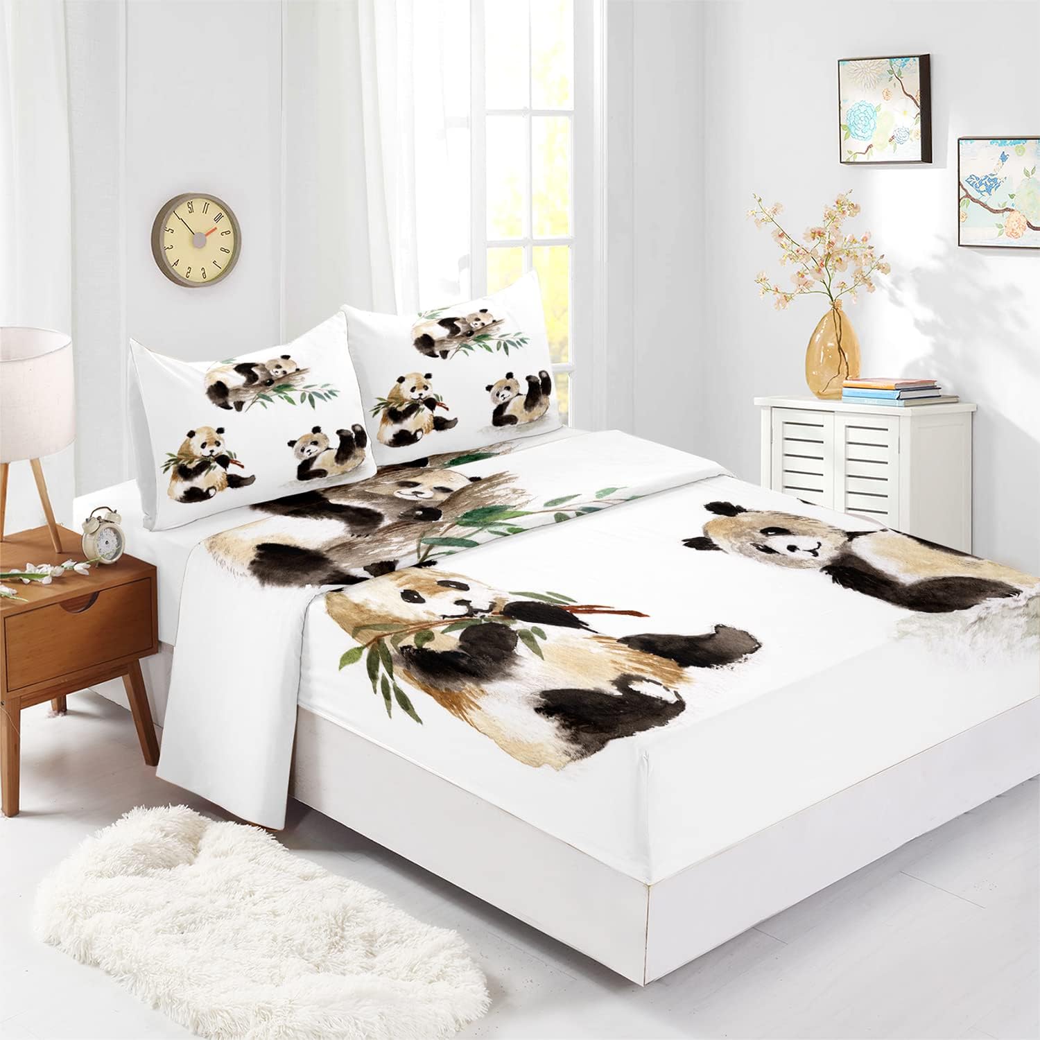 Amazon.com: CVHouse Panda Bed Set Sheets Twin Size,Kawaii Panda Bedding ...