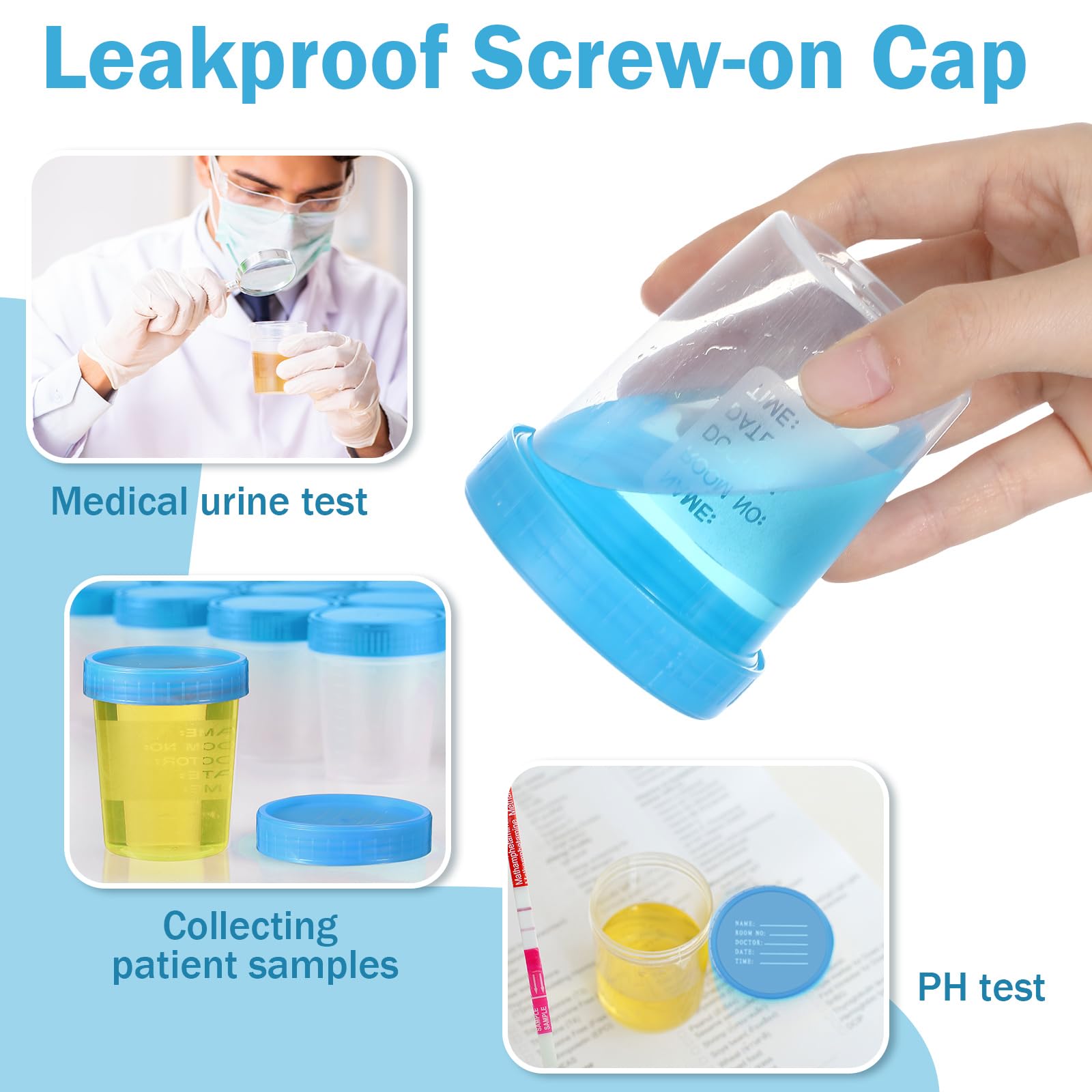 Snapklik.com : Geiserailie 200 Pcs Disposable Specimen Cup Urine Pee ...