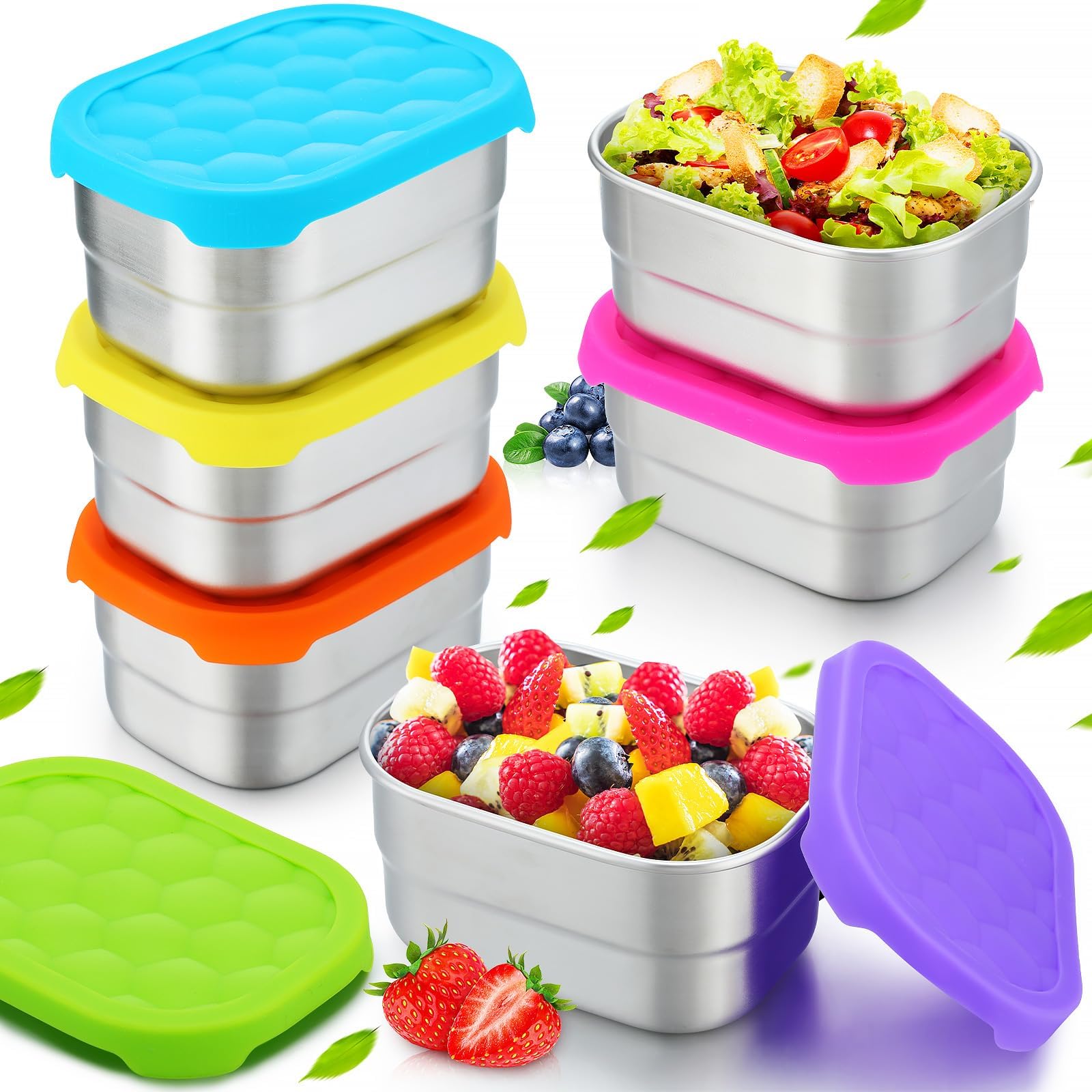 Amazon.com: 4PACK 6OZ Stainless Steel Snack Containers, Leak Proof 304 ...