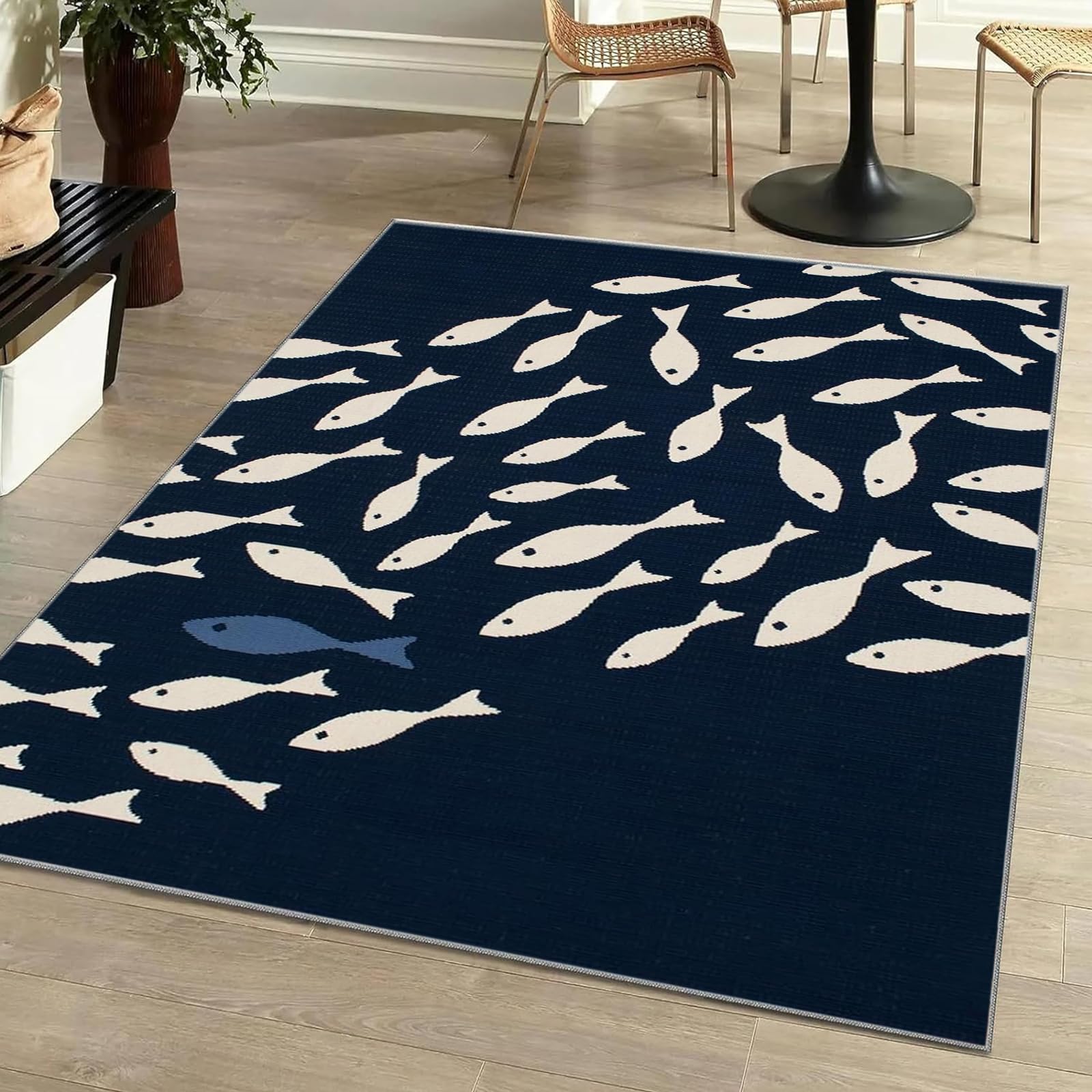 Amazon.com: Fish Area Rug, 2x3 Coastal Nautical Beach Themed Machine ...