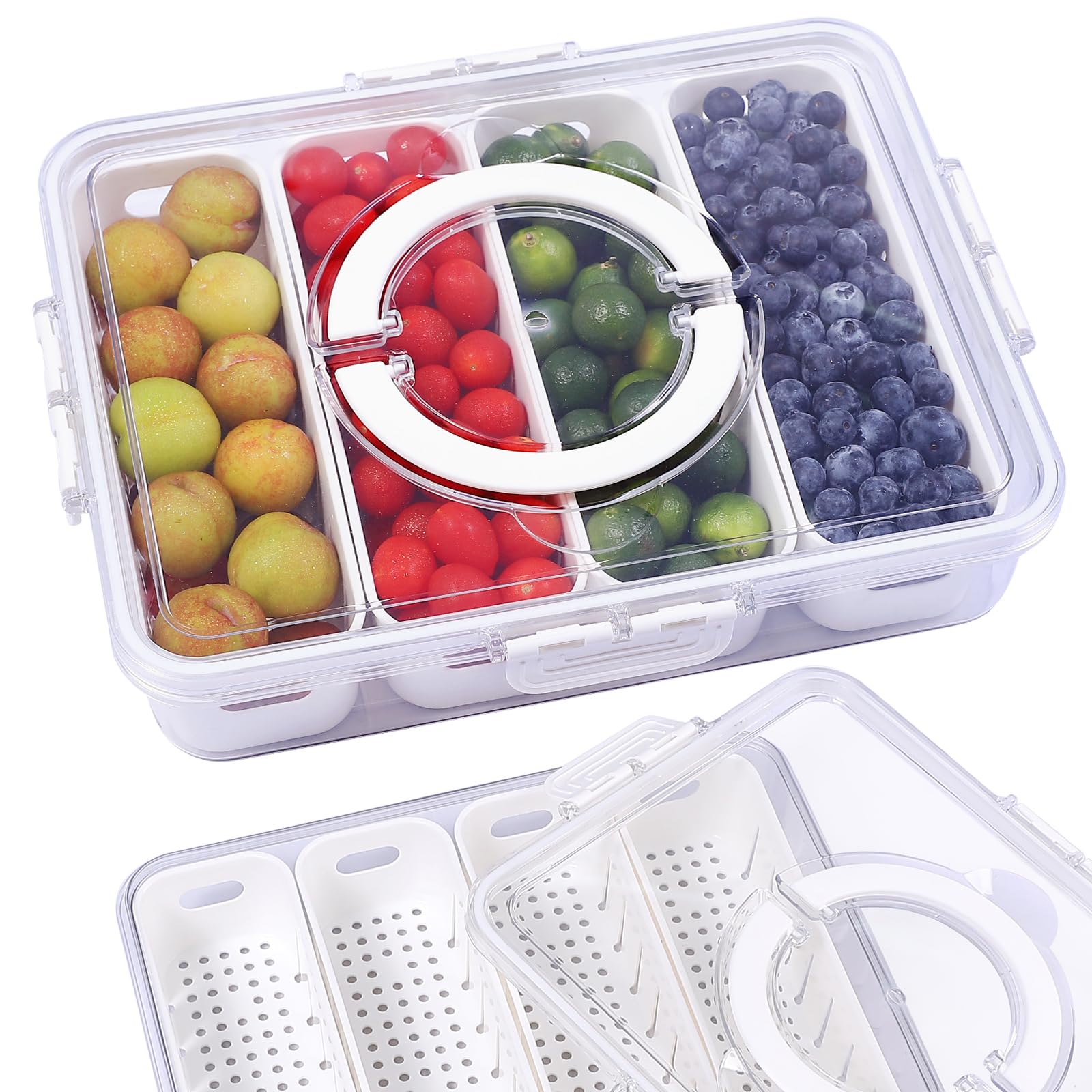 Amazon.com | Divided Serving Tray with Lid and Handle -Snack Box ...