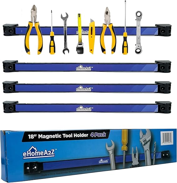 Amazon.com: EHOMEA2Z Magnetic Tool Holder (4 Pack) Heavy-Duty Rack, 18 Inch, Wall Mounted ...