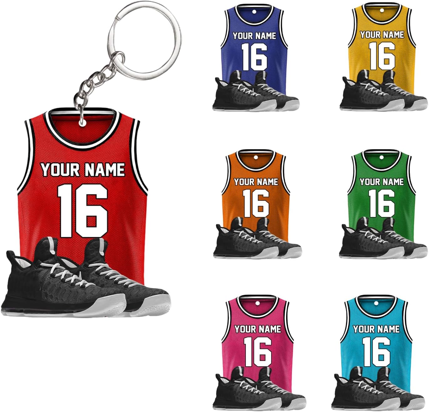 Amazon.com: Personalized Basketball Keychain, Jersey & Ball Keychains ...