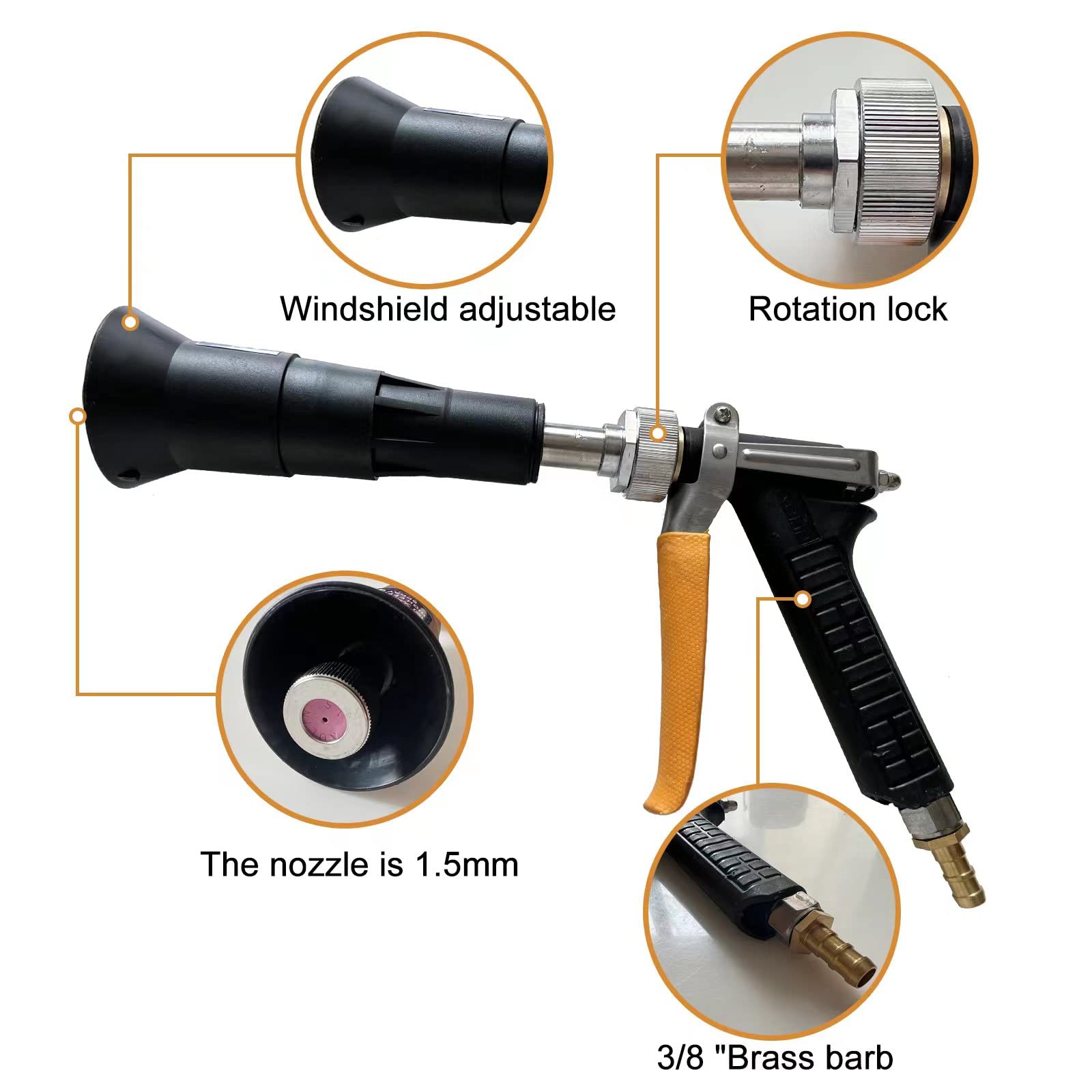 Snapklik.com : Heavy Duty Adjustable Spray Gun,3/8"Brass Hose Barb ...