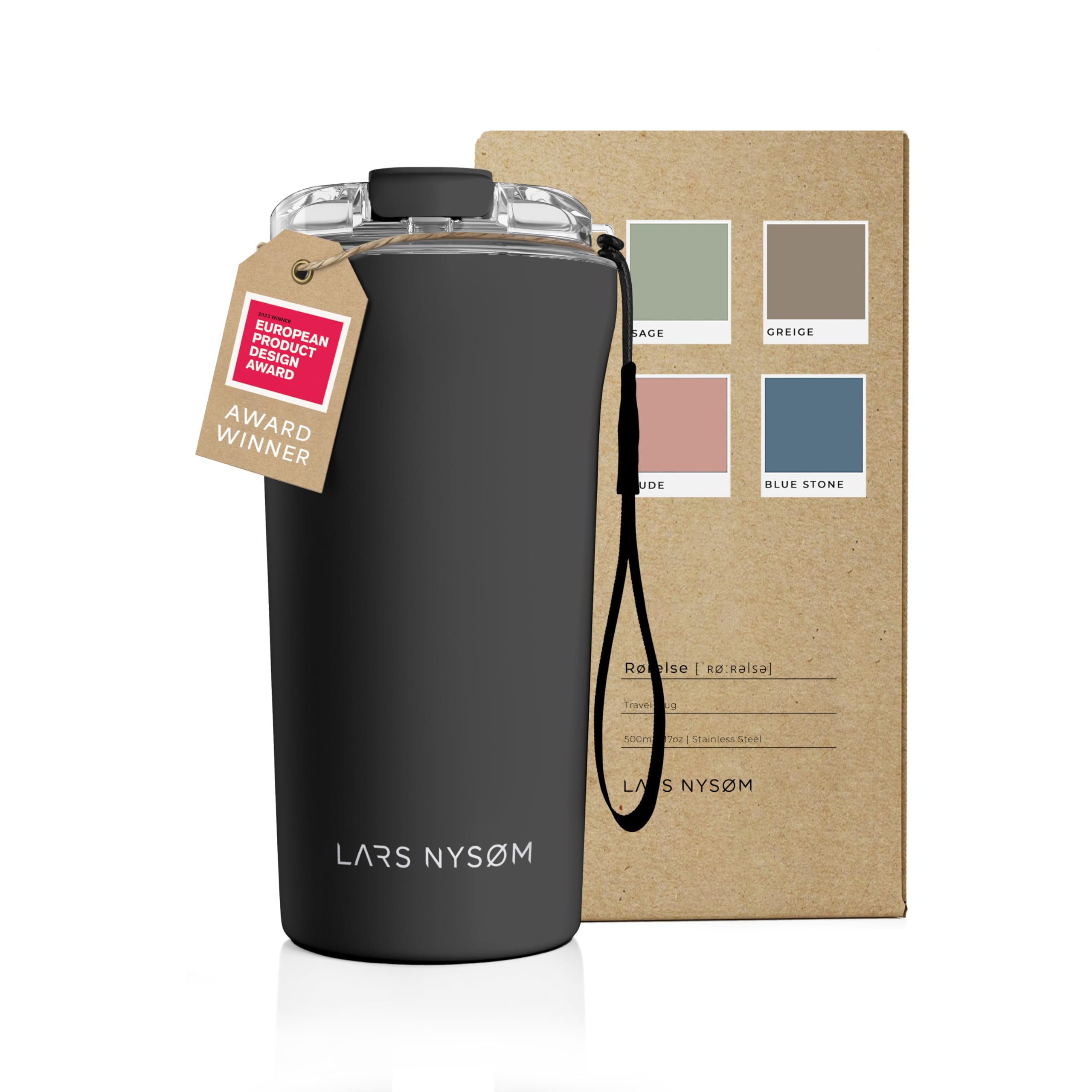 Amazon.com: LARS NYSØM Thermo Coffee Mug-to-go with Strap 17oz | Travel ...