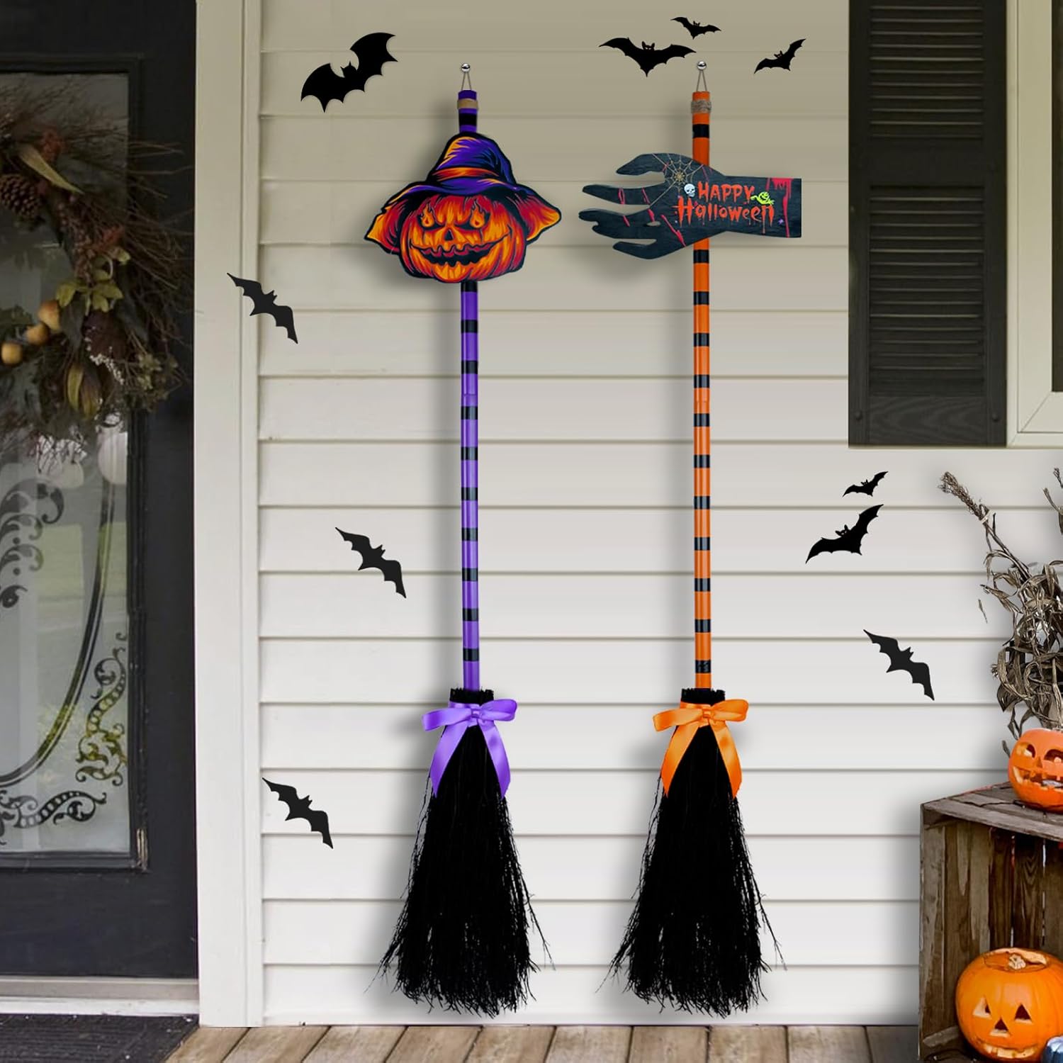 Amazon.com: Tiaxidex Halloween Witch Broom Decor, Halloween Decorations ...