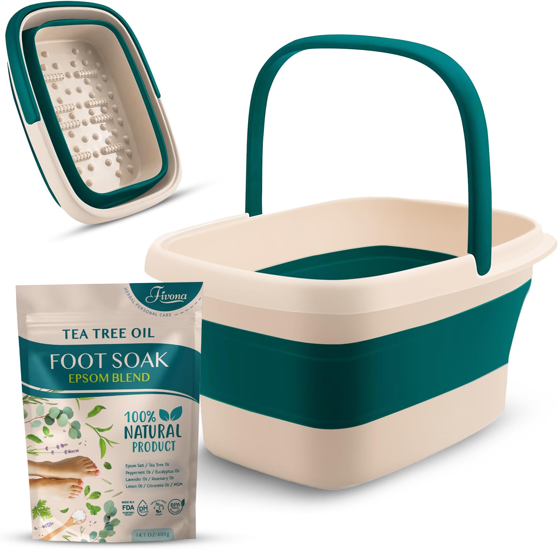 Amazon.com: Fivona Foot Care Kit 2 in 1 - Foot Soak Blend with Epsom ...