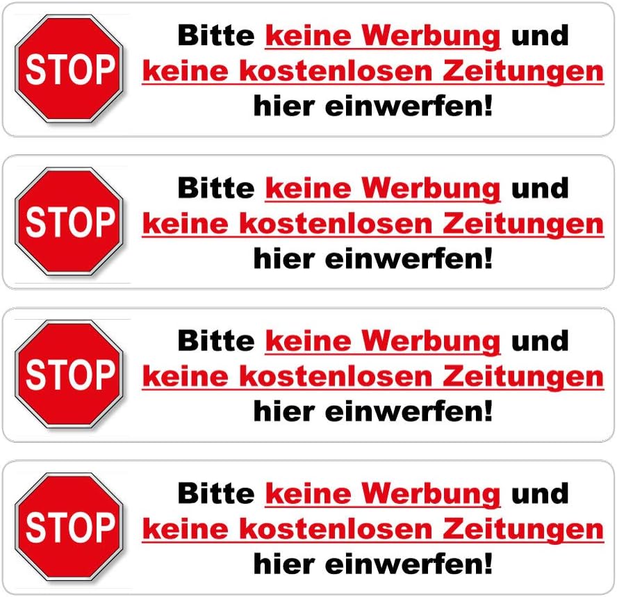 Aufkleber Stop Bitte keine Werbung und kostenlose Zeitung einwerfen! I ...