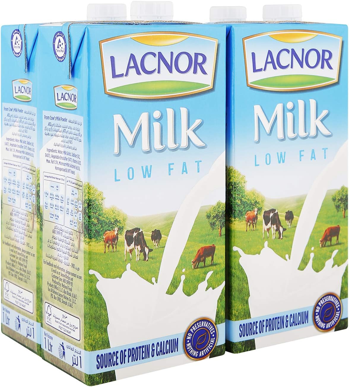 Lacnor Milk Low Fat - 1 Litre (Pack Of 4) : Amazon.ae: Grocery