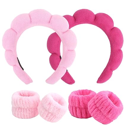 Amazon.com : ACO-UINT 6Pcs Spa Headband and Wrist Washband Set ...