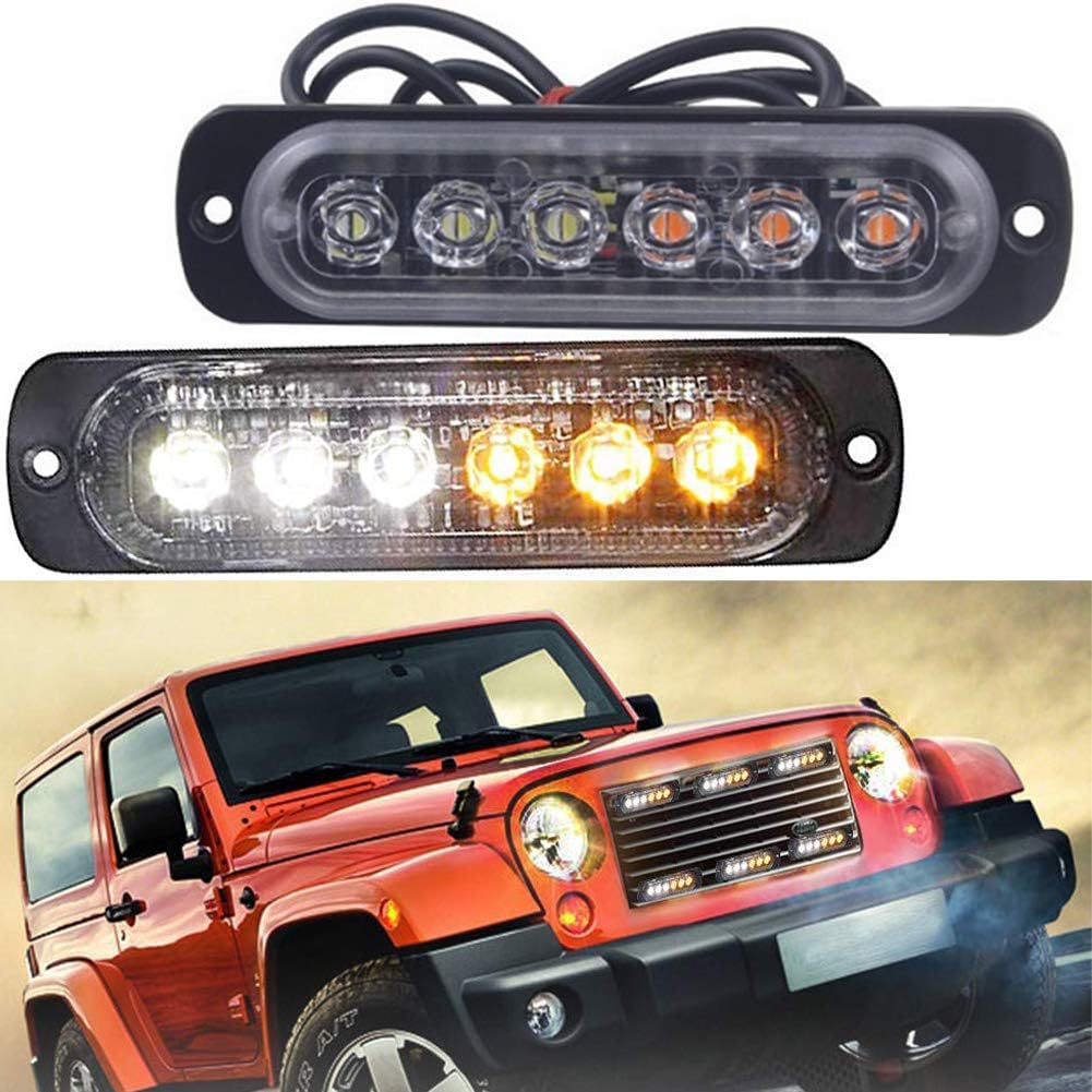 Amazon.com: 1 Pair 6 Led Strobe Lights Ultra Slim White Amber Flush ...